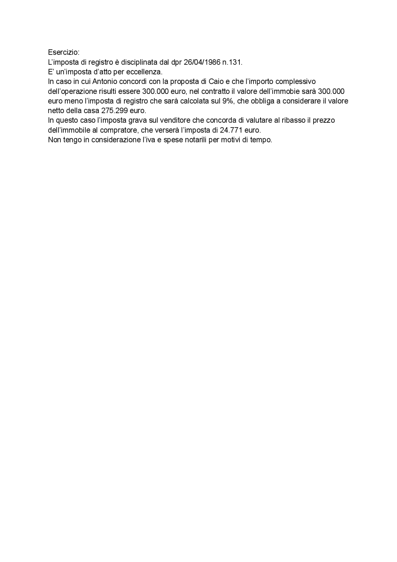 Esercizio Gruppo 2 Esame Docsity