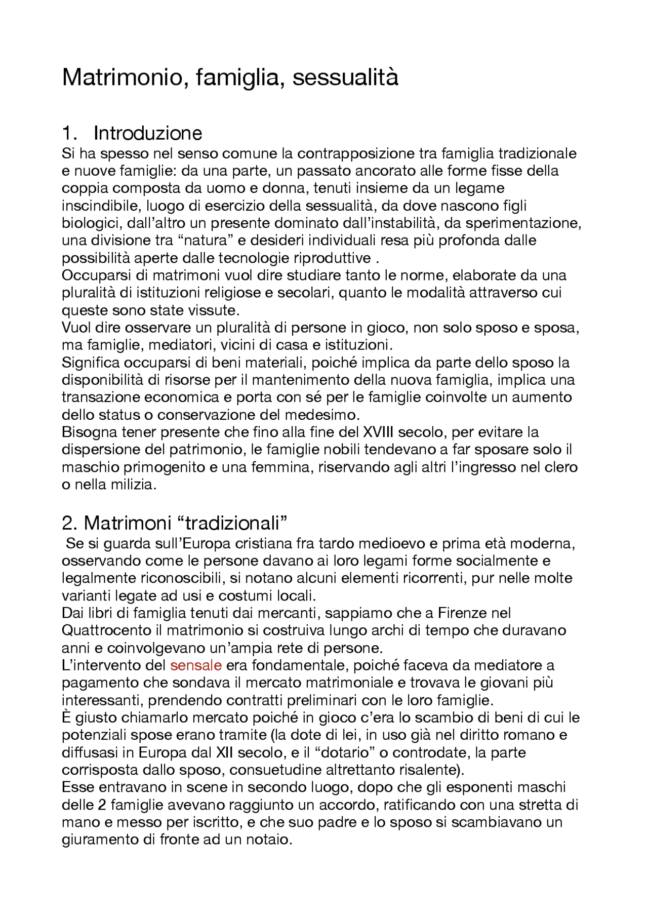 Matrimonio Famiglia Sessualità Docsity