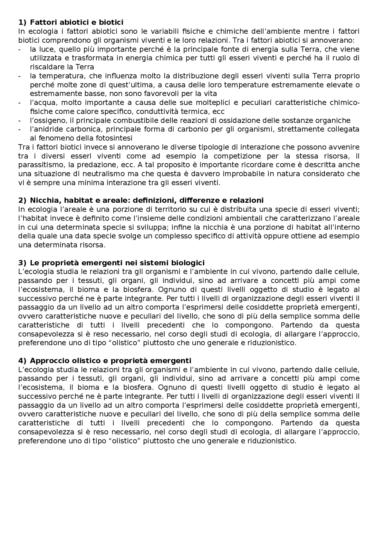 Domande Aperte Ecologia E Campus Docsity