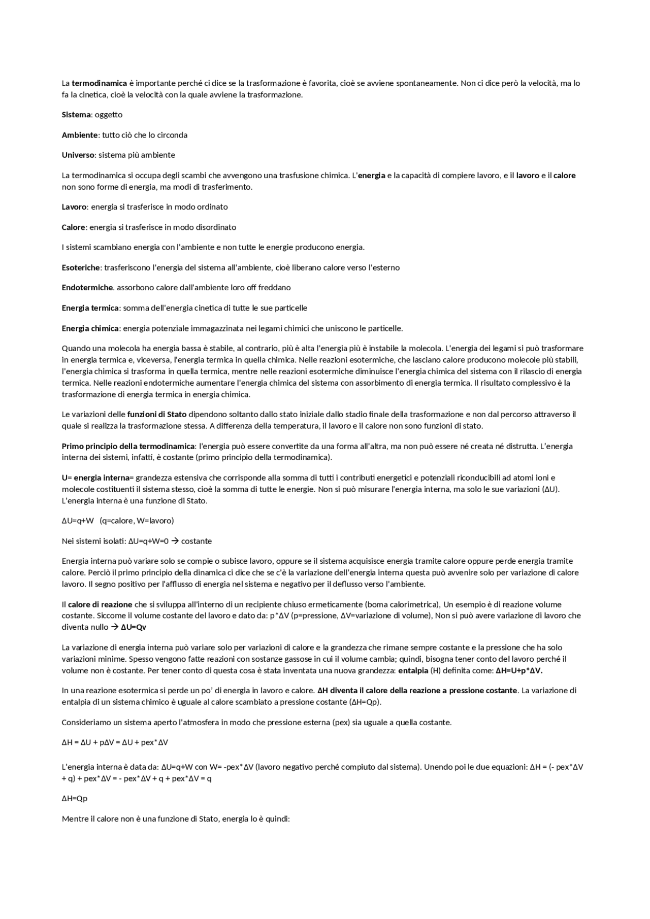 Termodinamica 4 Anno Scientifico Docsity