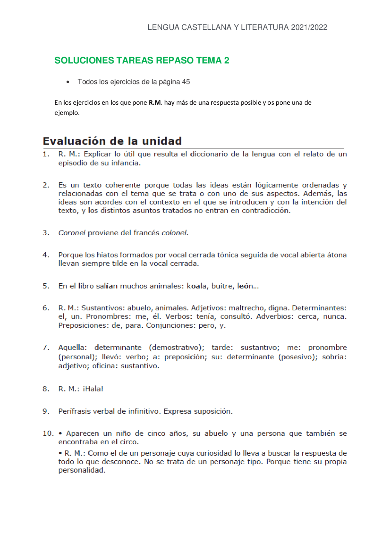 Ejercicios Autoevaluación Ejercicios De Matemáticas Docsity