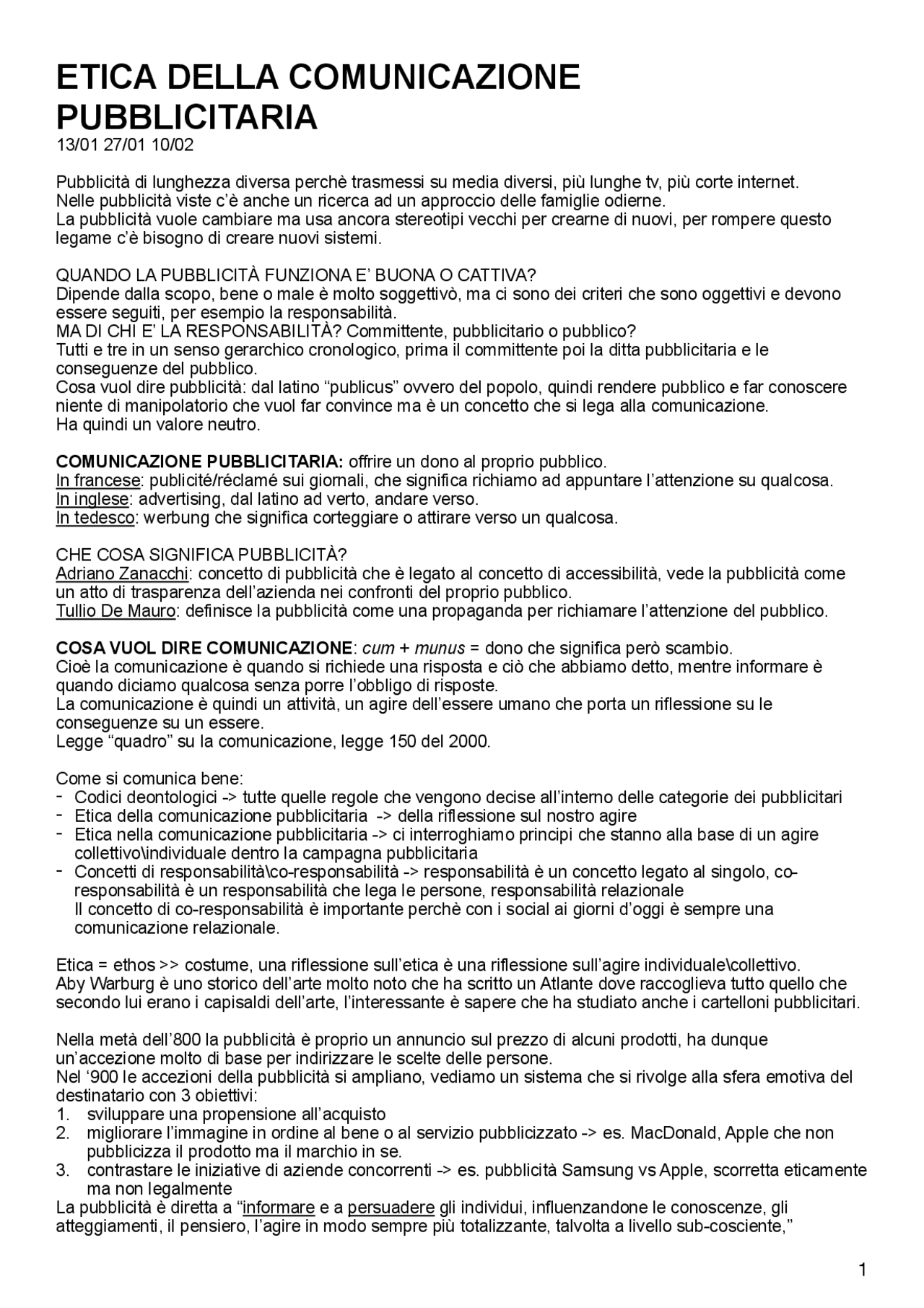 Etica Della Comunicazione Pubblicitaria Docsity