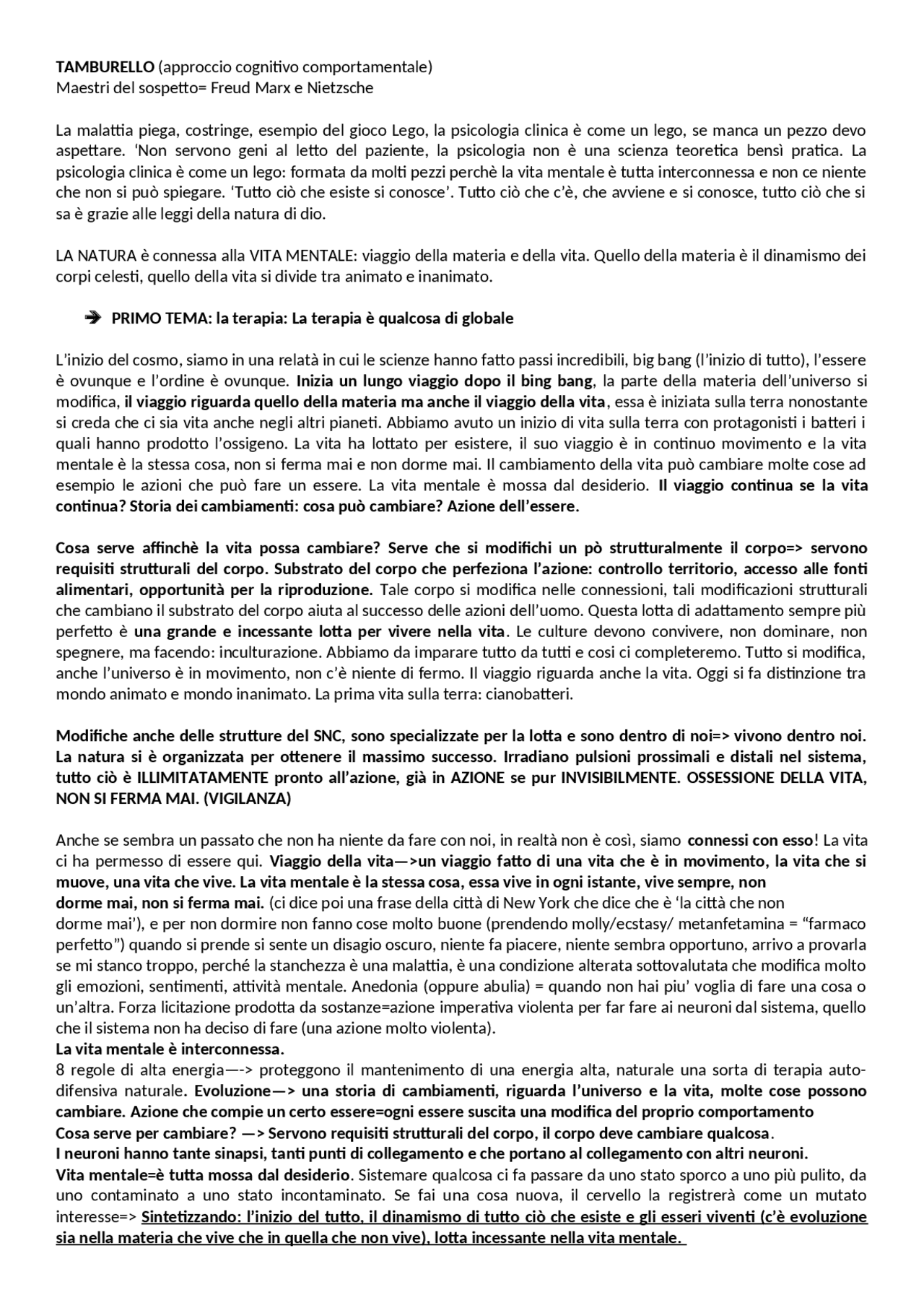 Appunti lezione prof Tamburello | Appunti di Psicologia Clinica - Docsity