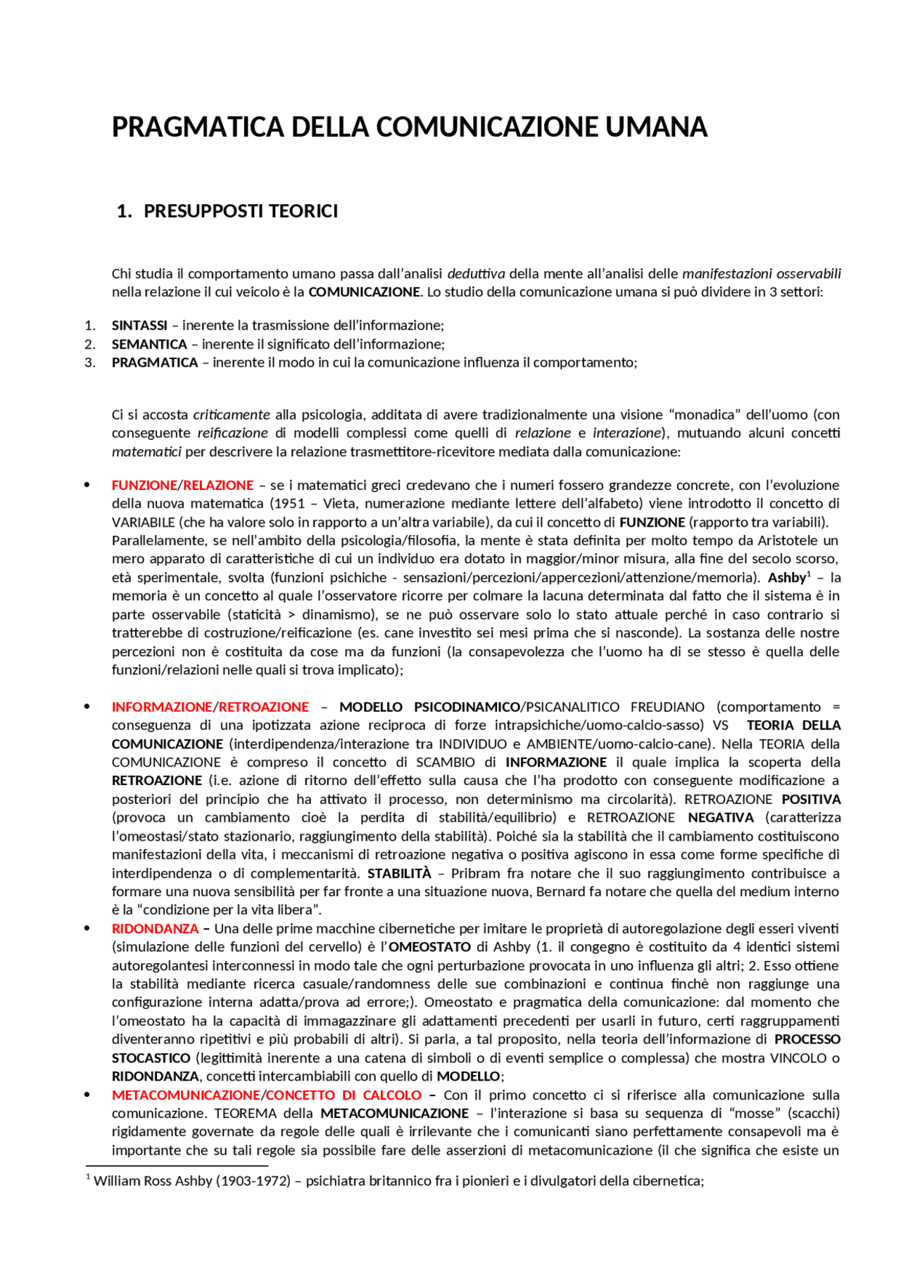 Riassunto Pragmatica Della Comunicazione Umana Docsity