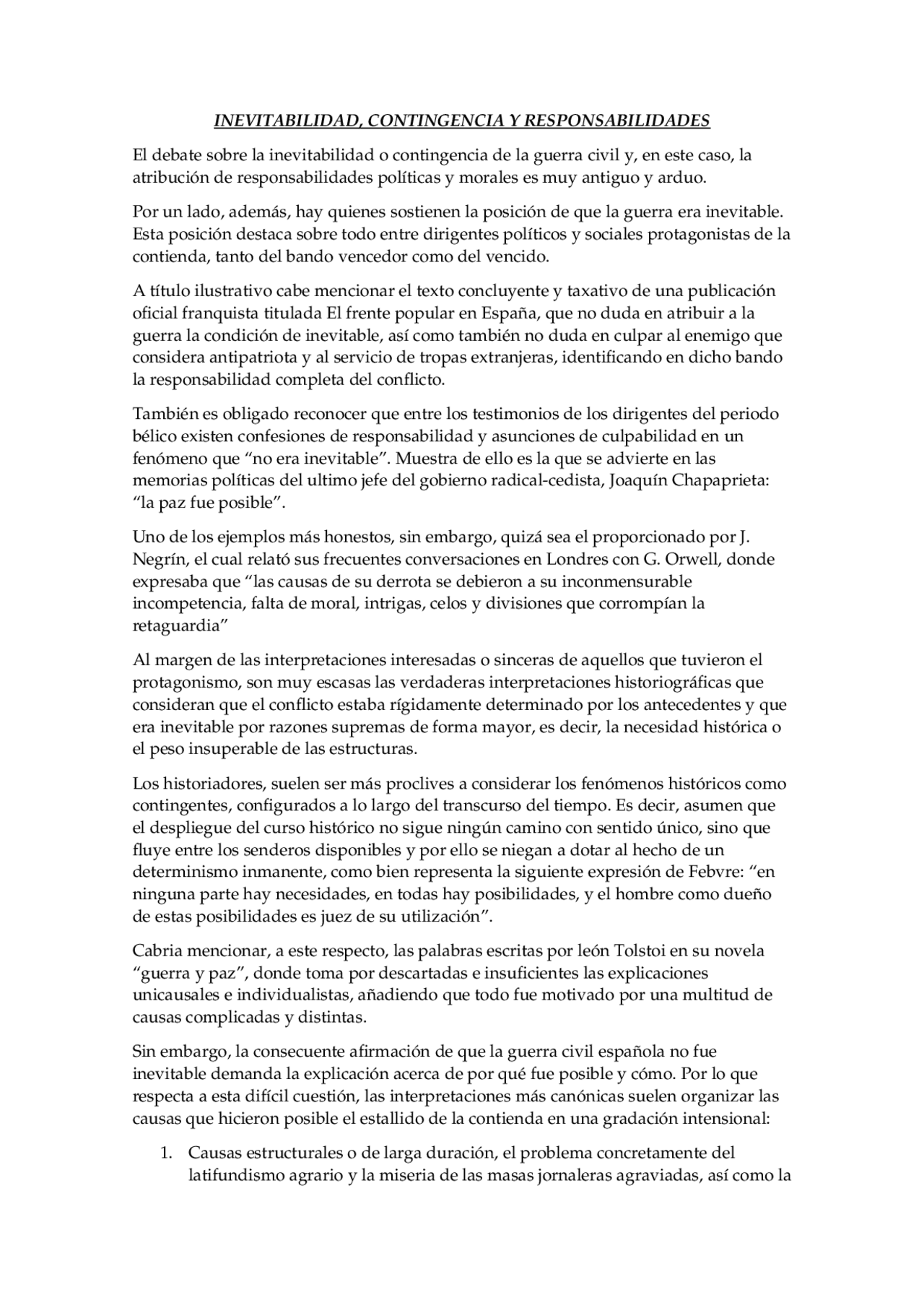 Resumen del texto contingencias - Docsity