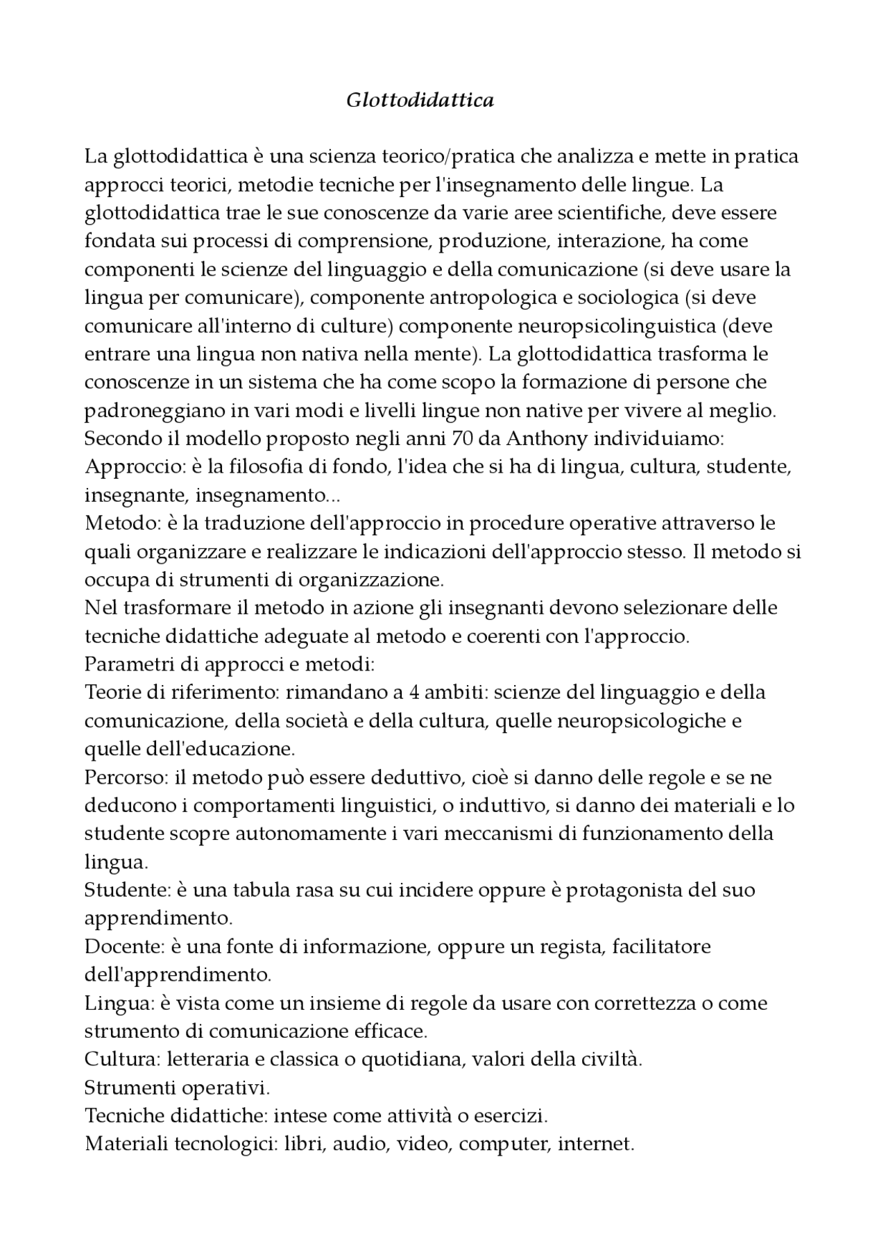 Didattica Delle Lingue Docsity