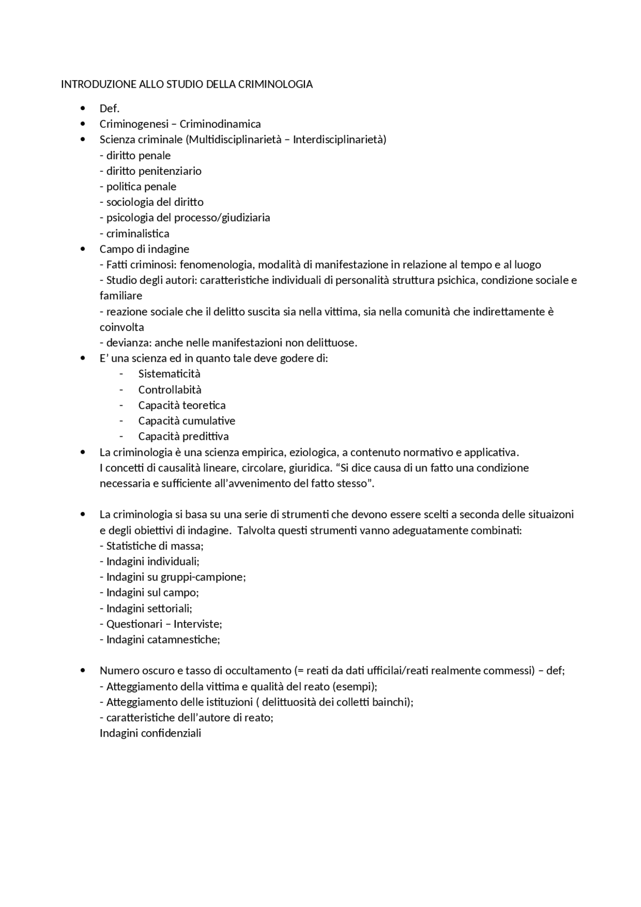 Sintesi Appunti Criminologia Docsity
