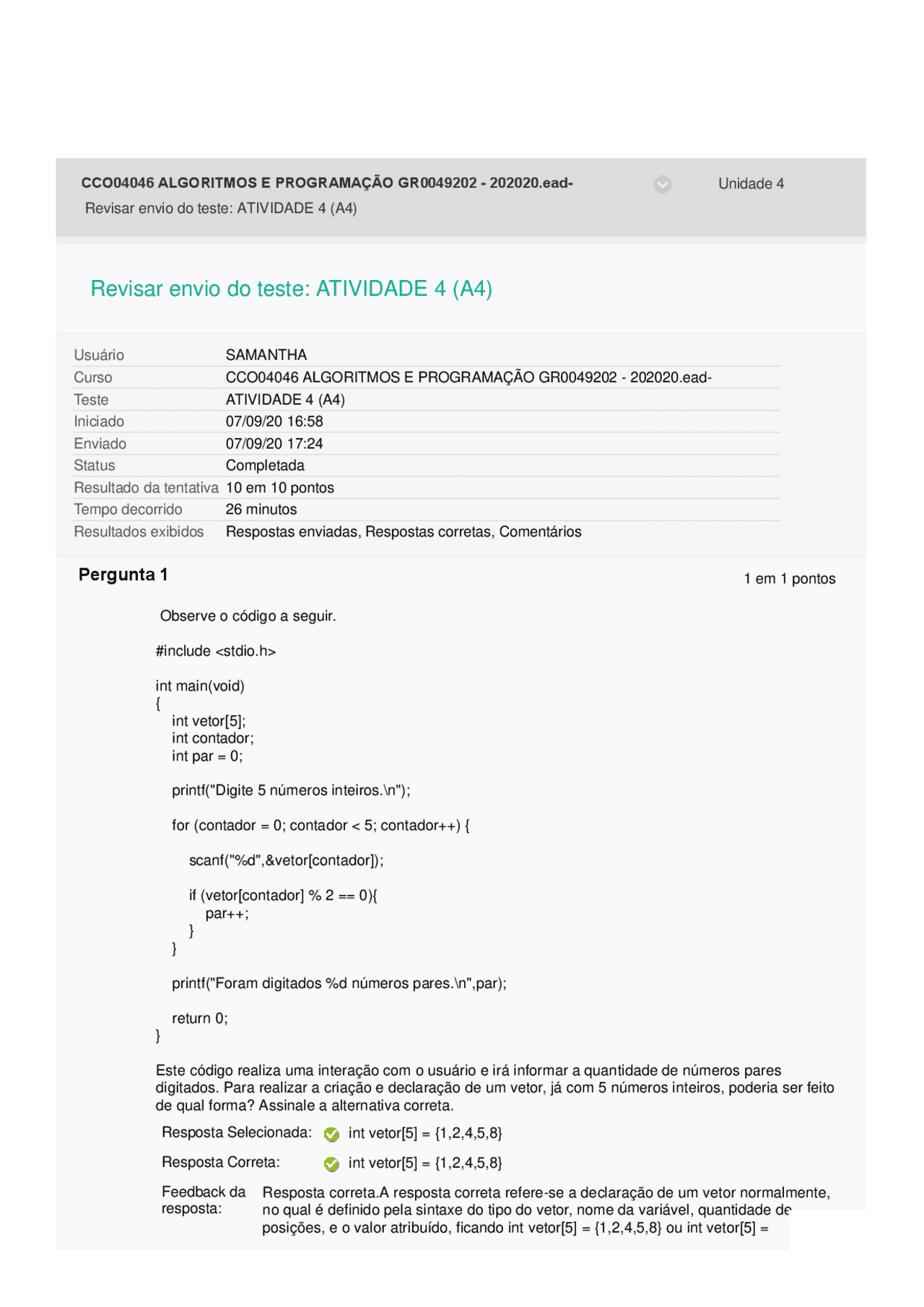 Atividades 1 2 3 E 4 E Prova N2 De Algoritmo E Programação Docsity