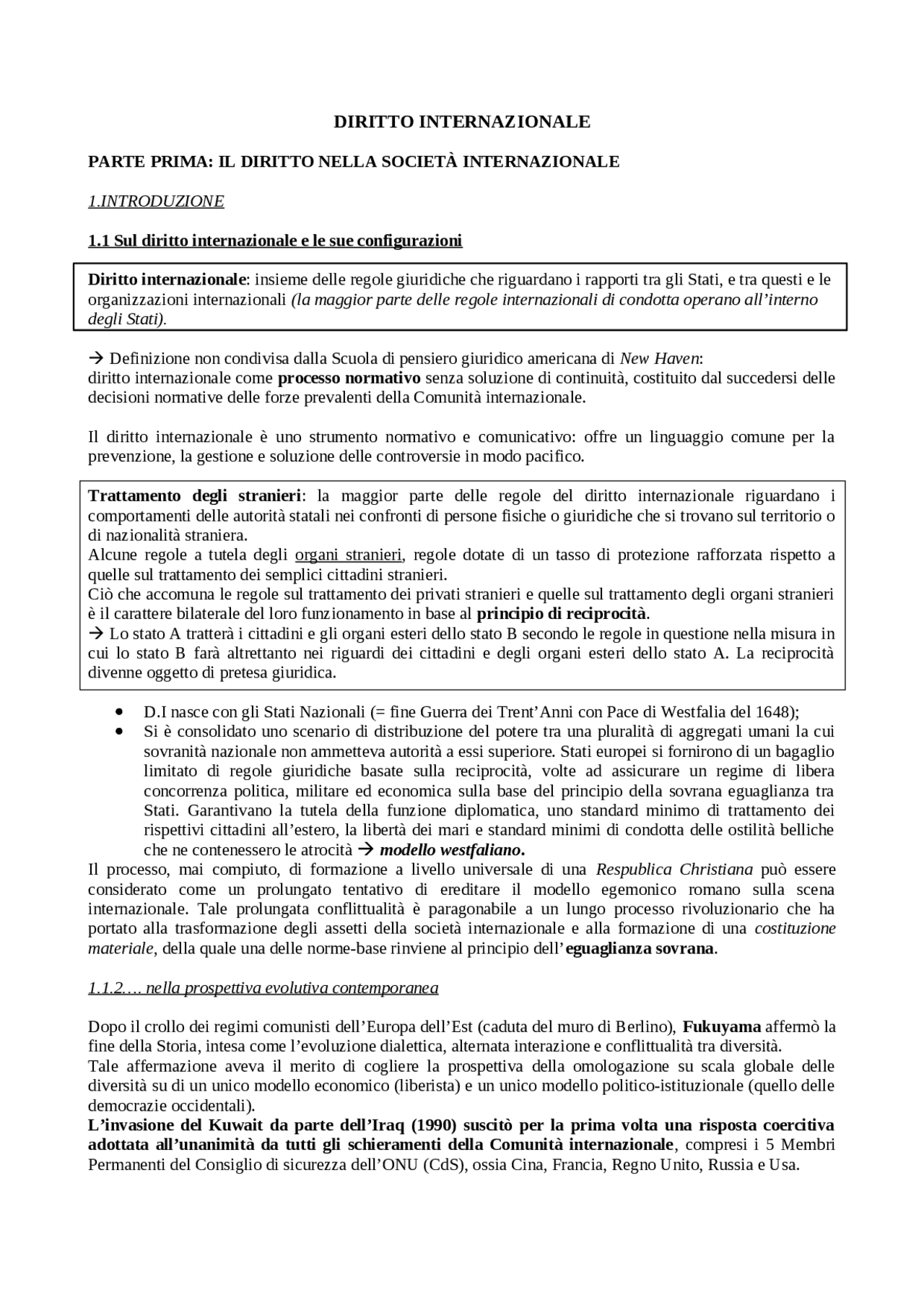 Riassunto Introduzione Al Diritto Internazionale Docsity