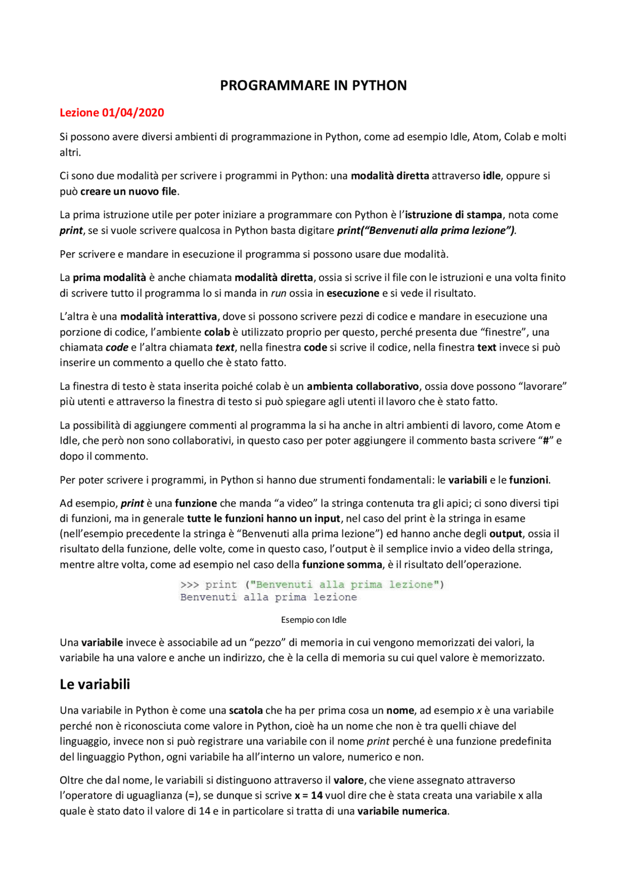 Fondamenti Di Informatica Programmazione Python Sbobinature Di