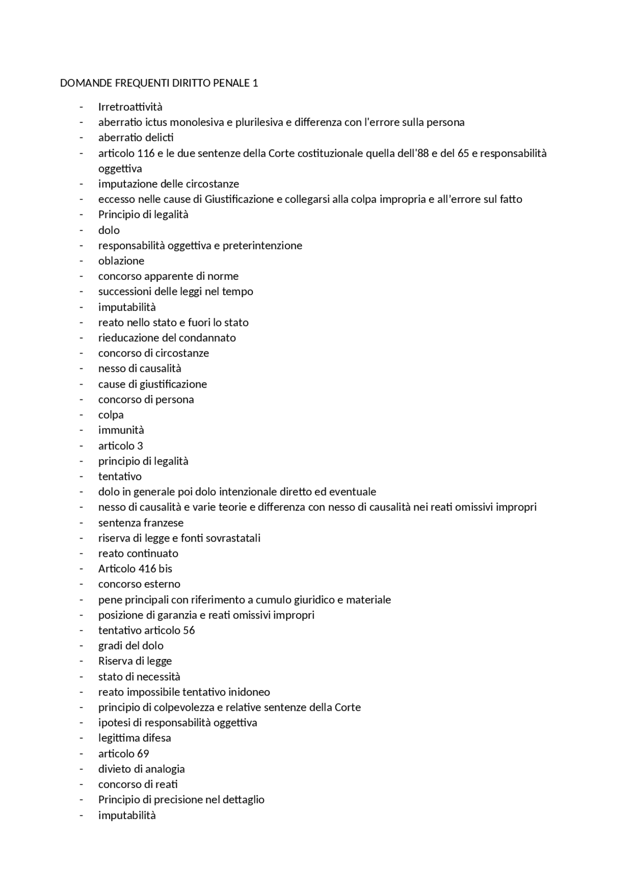 Domande Esame Penale 1 Docsity