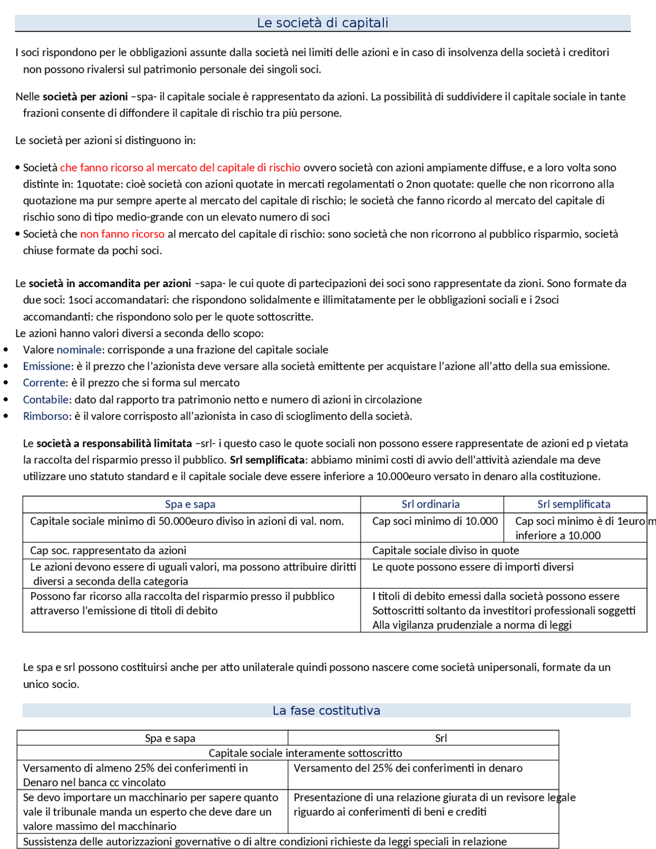 Le Società Di Capitali Docsity