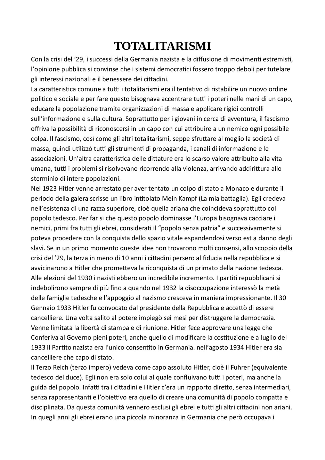 Storia Totalitarismi Docsity