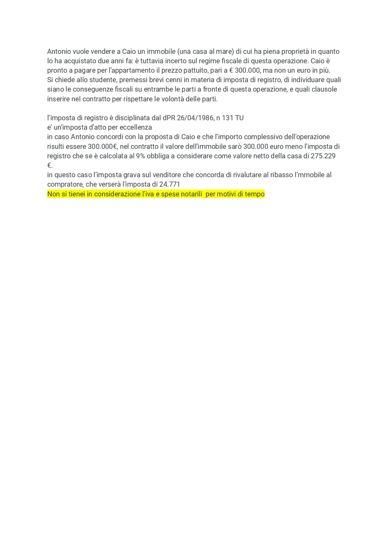 Esame Diritto Tributario Docsity