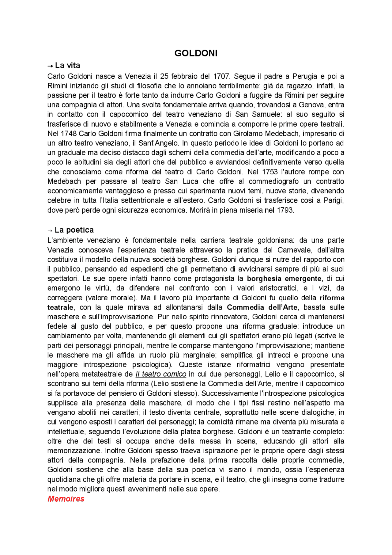 Goldoni Il Teatro Borghese Docsity