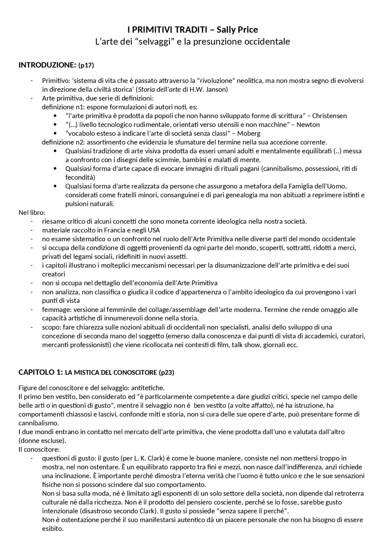 Riassunto I Primitivi Traditi Docsity