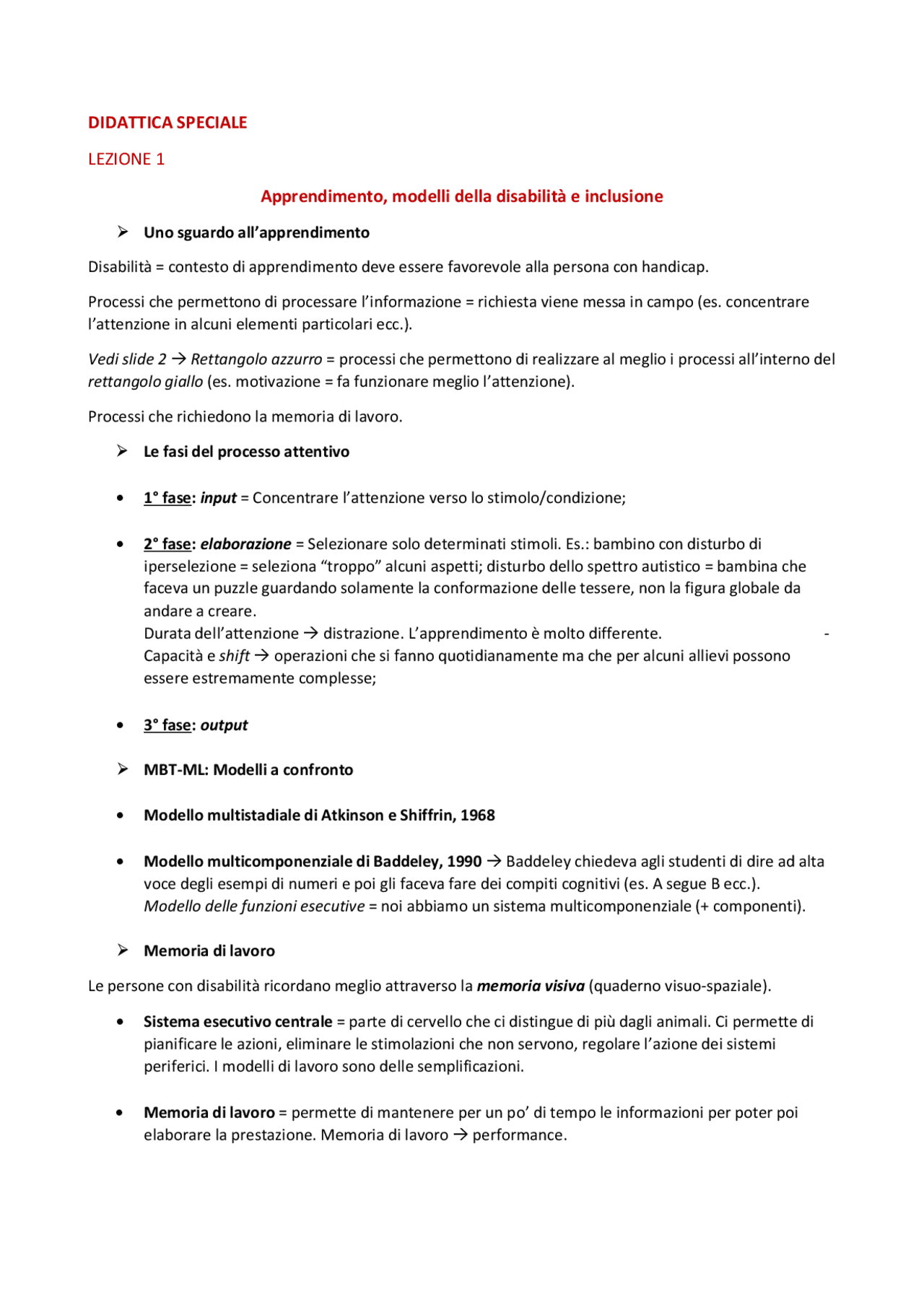 Didattica Speciale Scienze Delleducazione Docsity