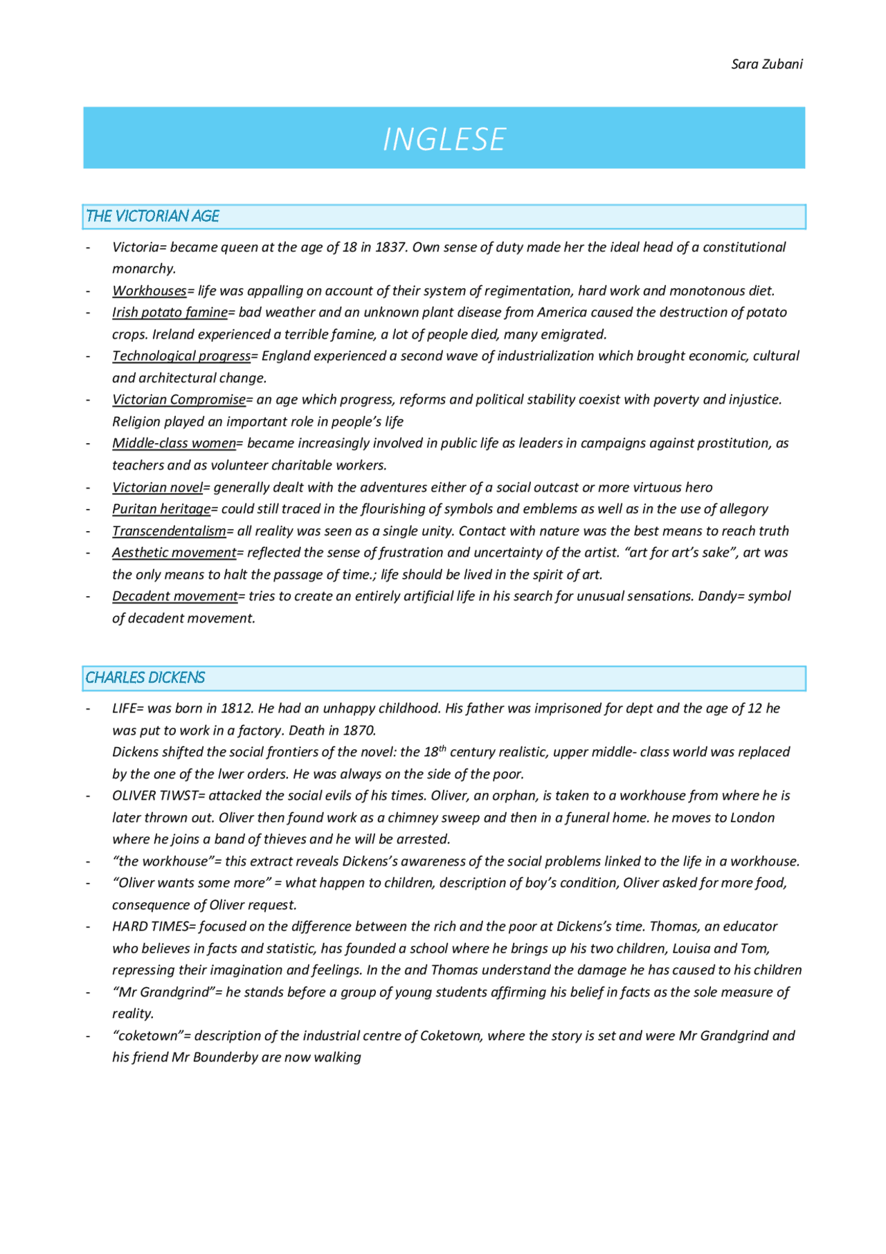 Programma di inglese per maturità - Docsity