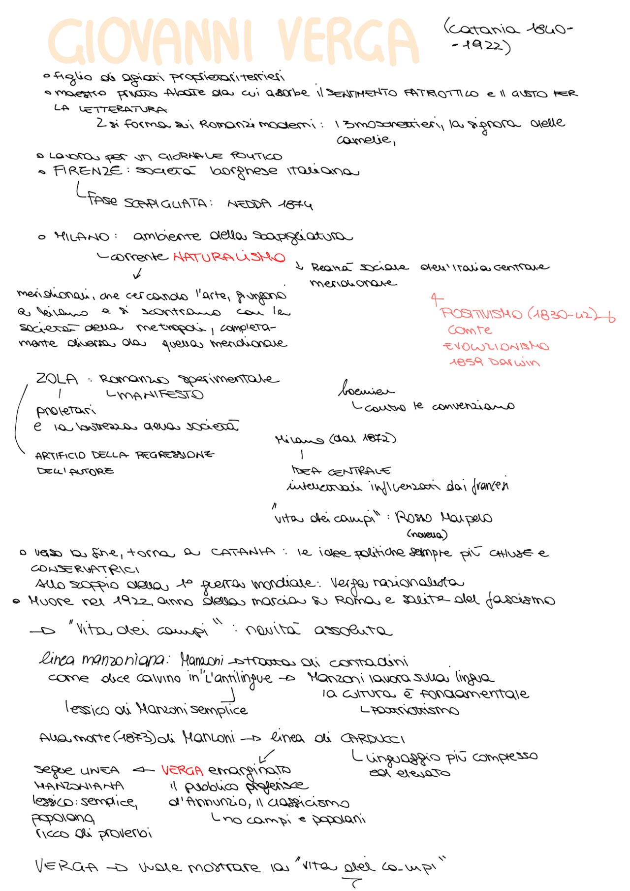 Giovanni Verga Verismo Docsity