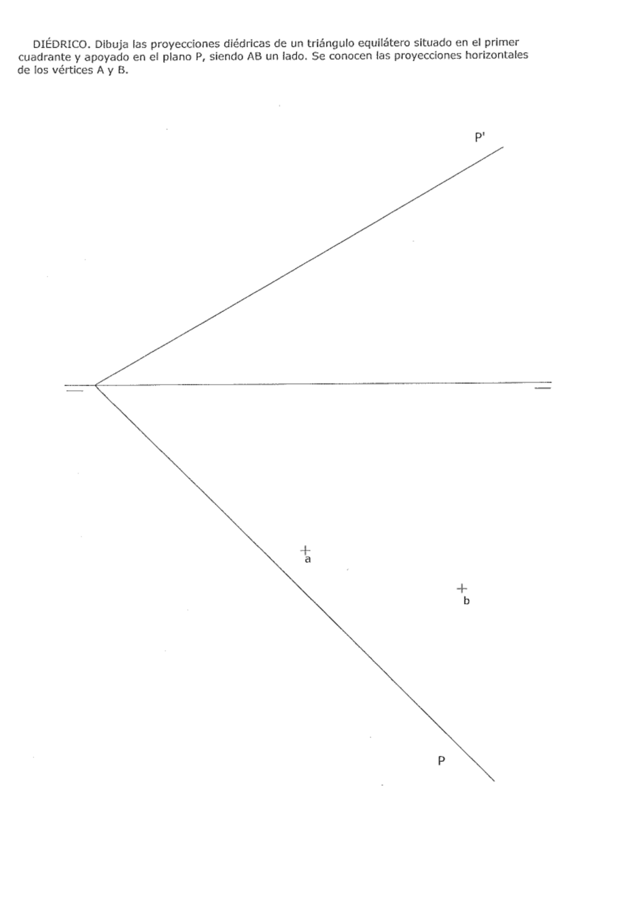 Triángulo situado en plano oblicuo | Ejercicios de Dibujo técnico - Docsity