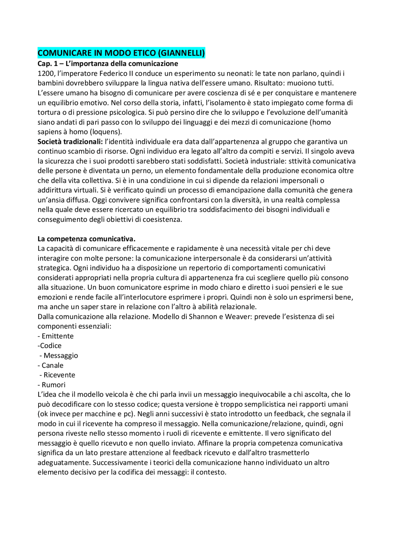 Comunicare In Modo Etico Giannelli Docsity