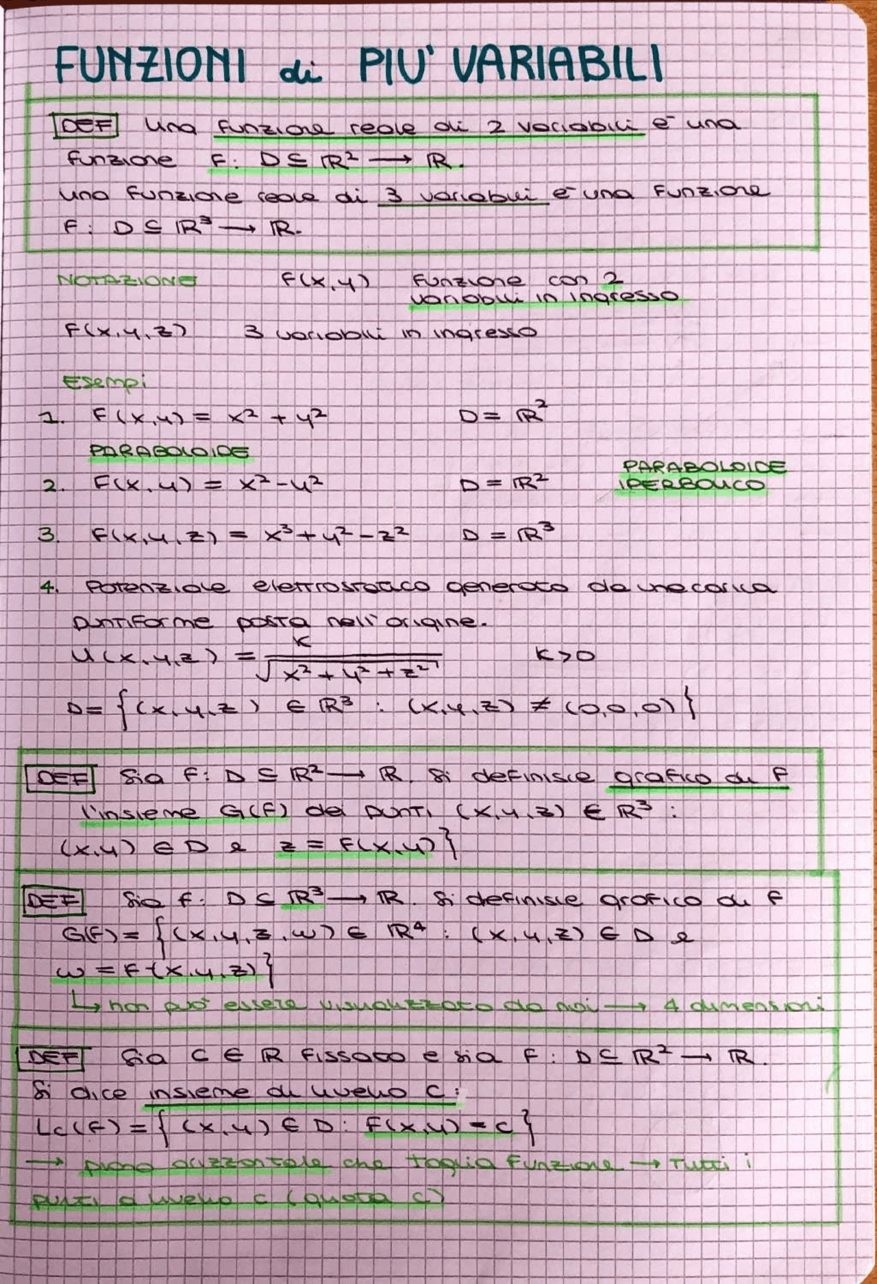 Funzioni A Due Variabili Analisi Matematica 2 Docsity