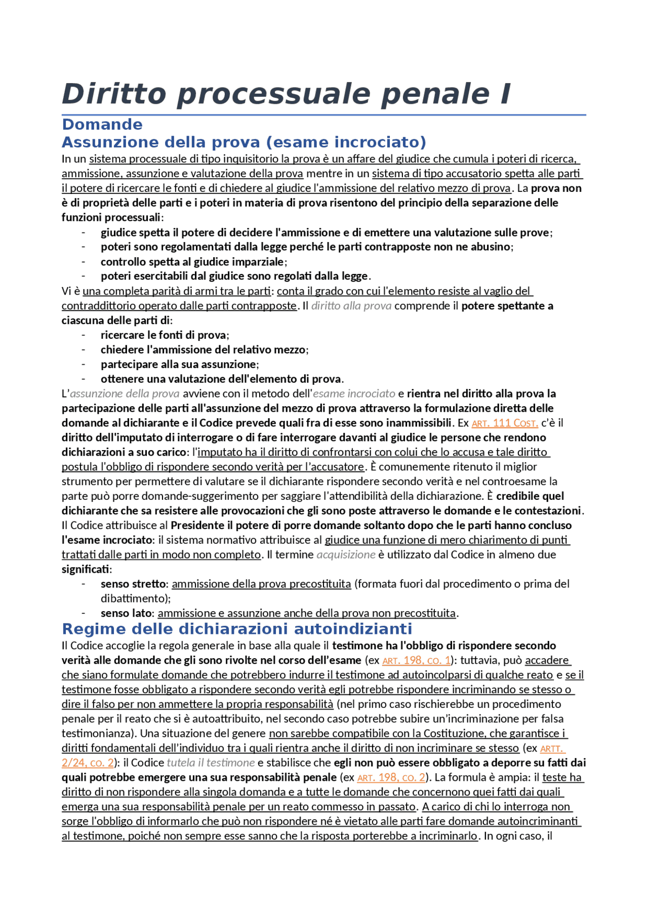 Domande Più Frequenti Di Diritto Processuale Penale I Docsity