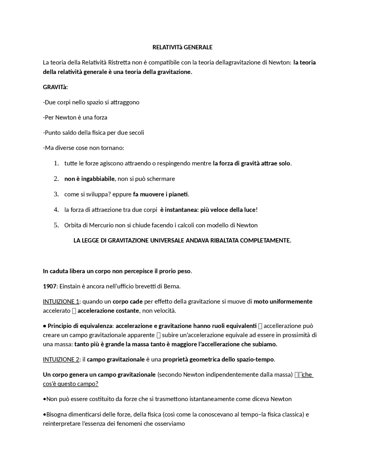 La Relatività Generale Appunti Di Fisica Docsity