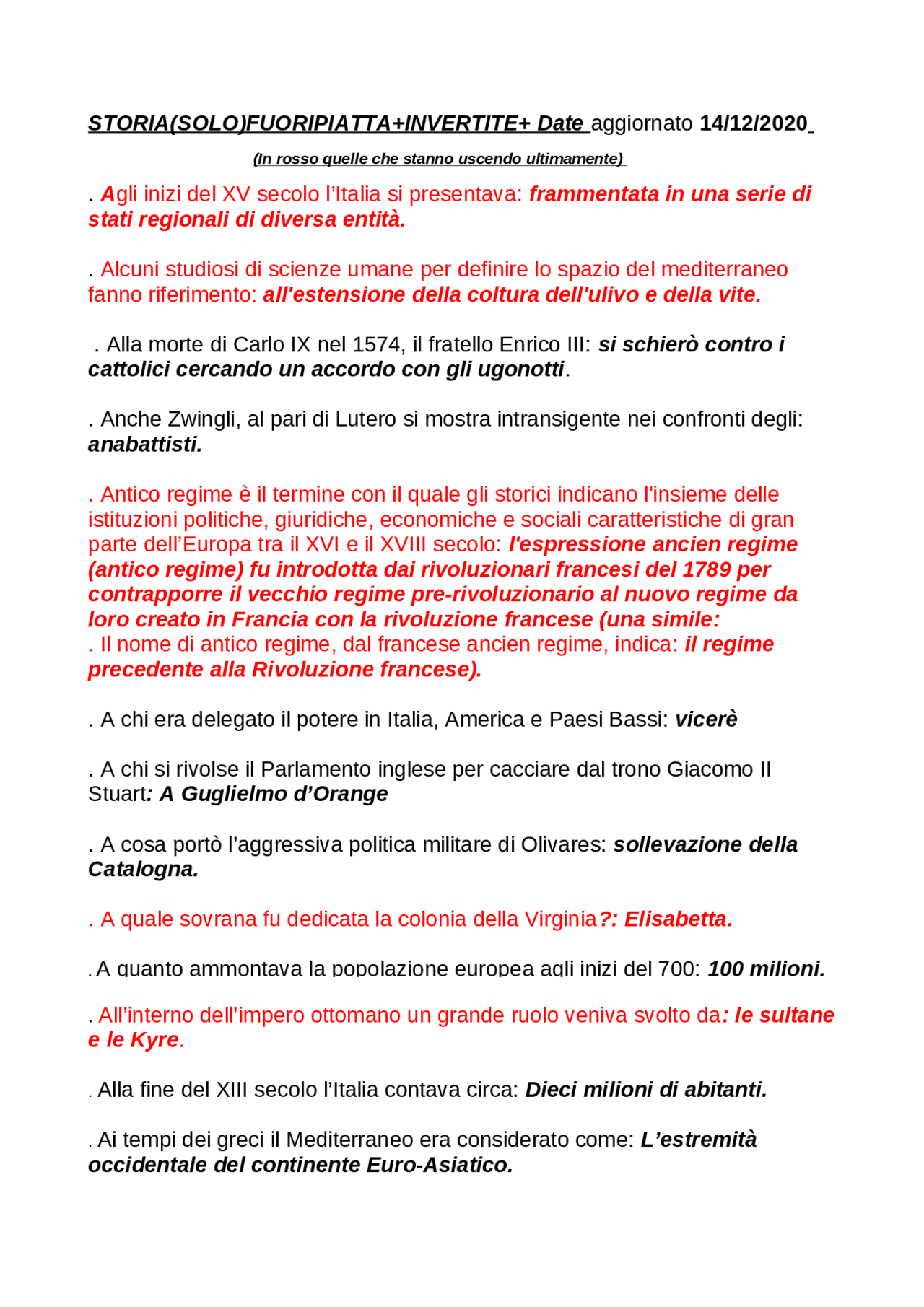 Storia Moderna Fuori Piattaforma Docsity