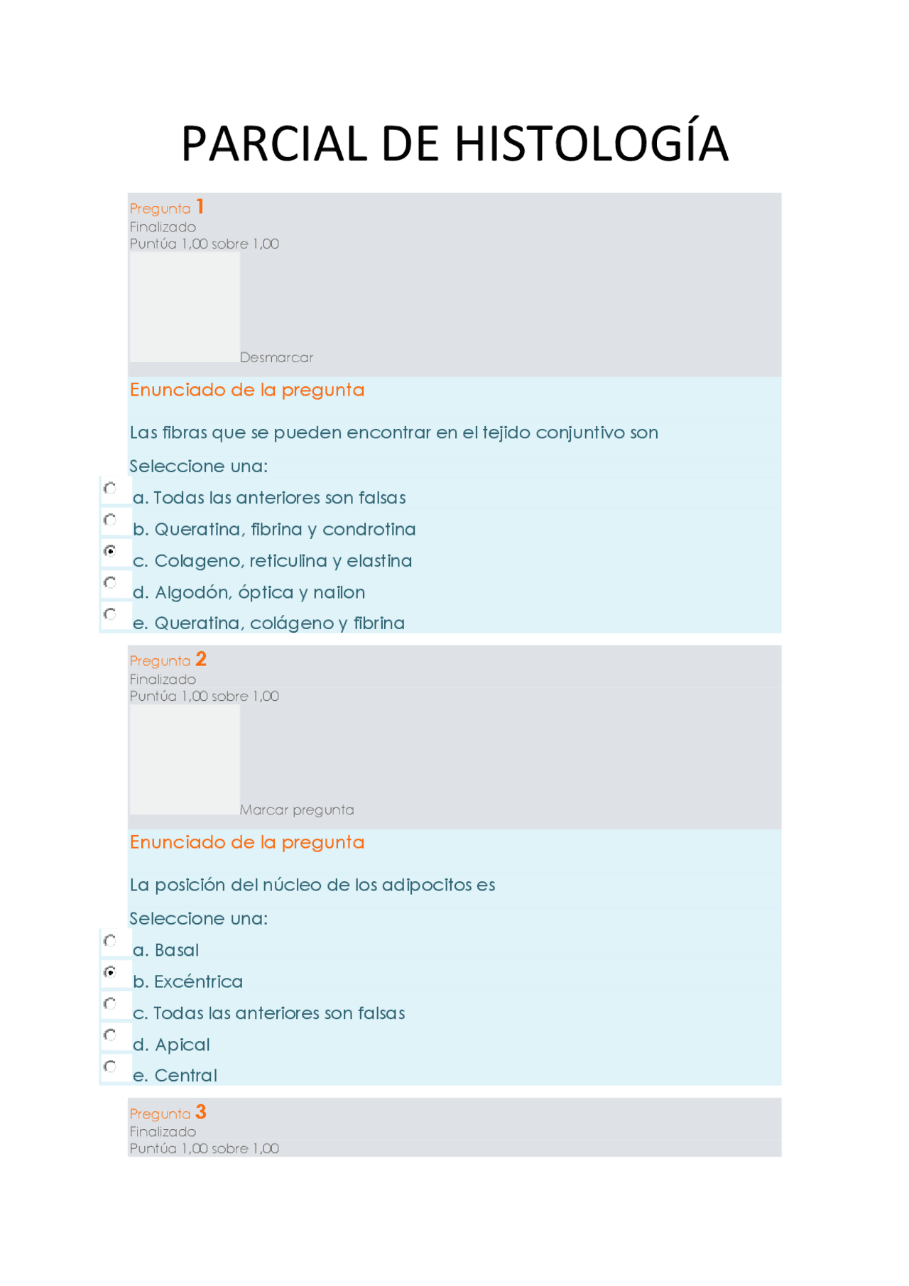 Exámenes De Histología Docsity