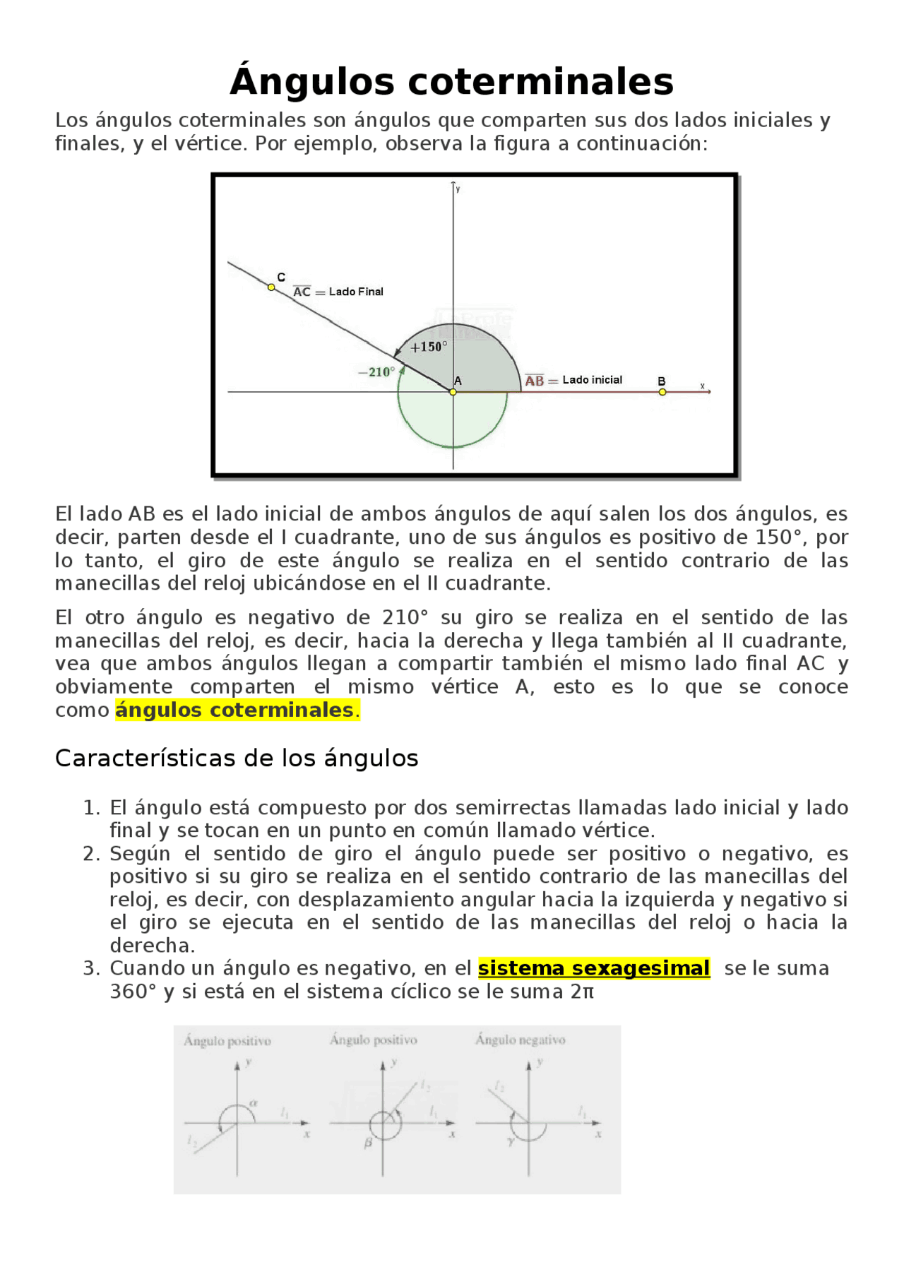 Angulos coterminales - Docsity