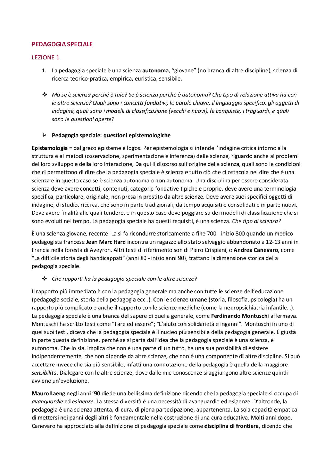 Pedagogia Speciale Scienze Delleducazione Docsity