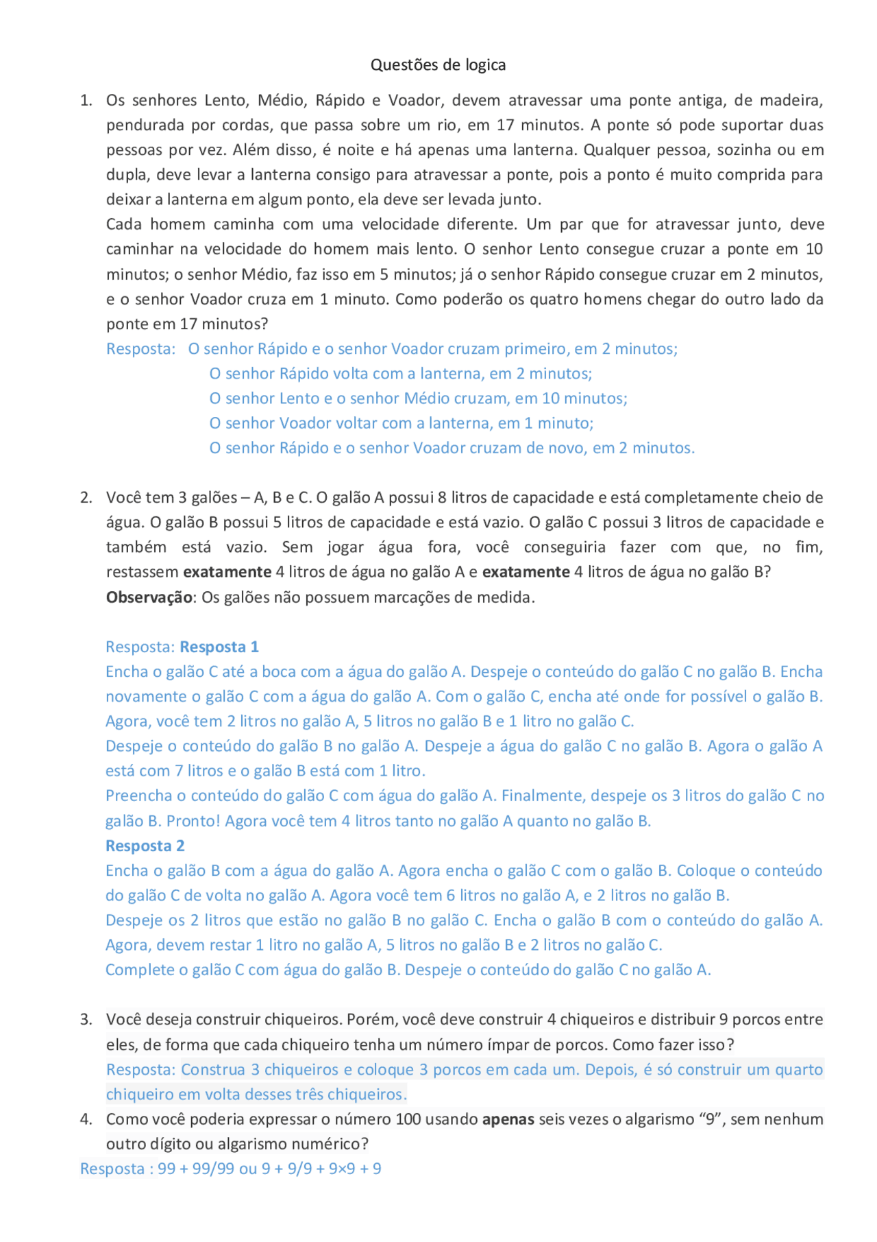 Exercicios Logica Matematica Docsity
