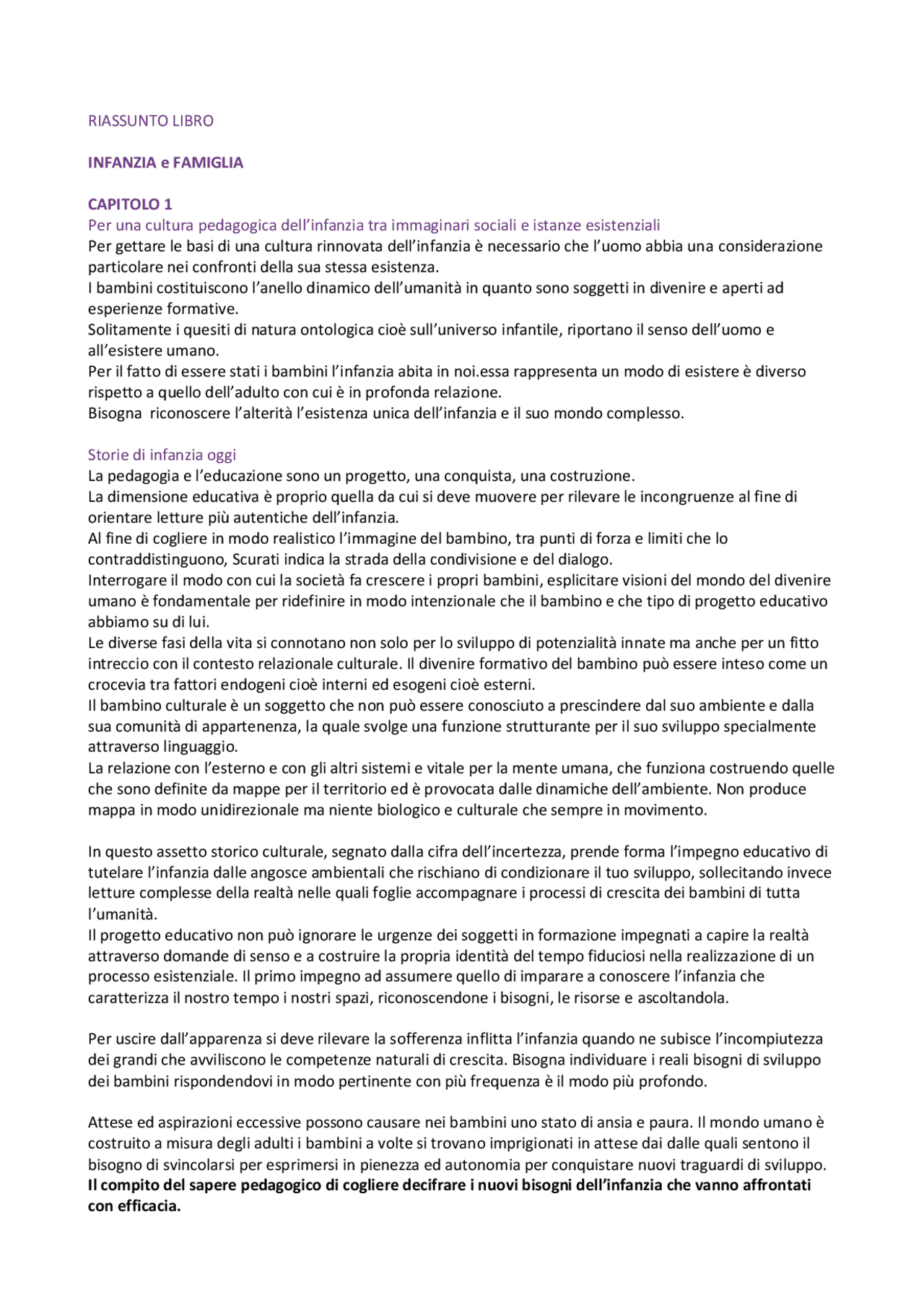 Libro Infanzia E Famiglia Monica Amadini Docsity