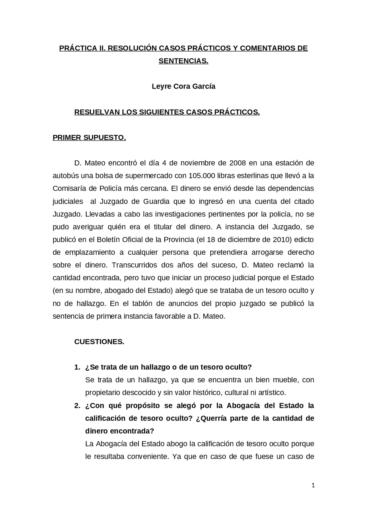 Práctica De Derechos Reales Ejercicios De Derecho Civil Docsity