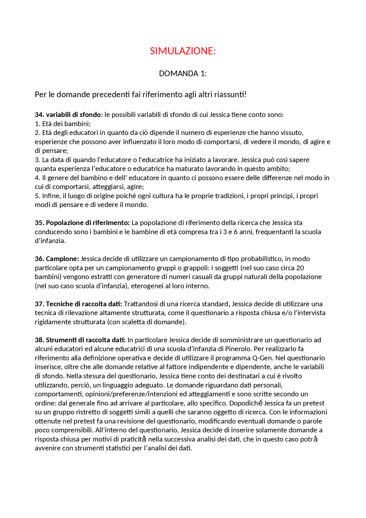 Simulazione Esame Scritto Docsity