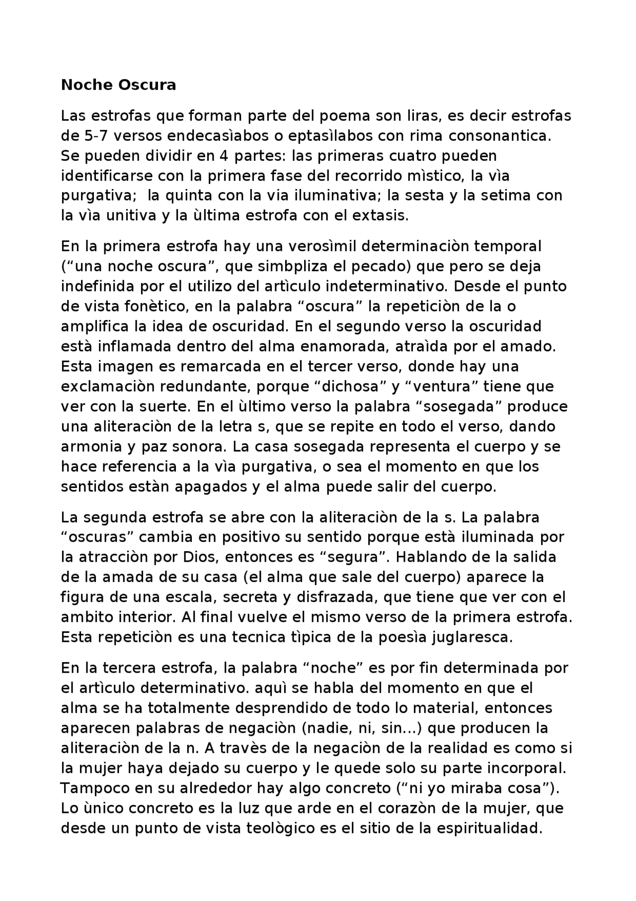 Analisi Noche Oscura Docsity
