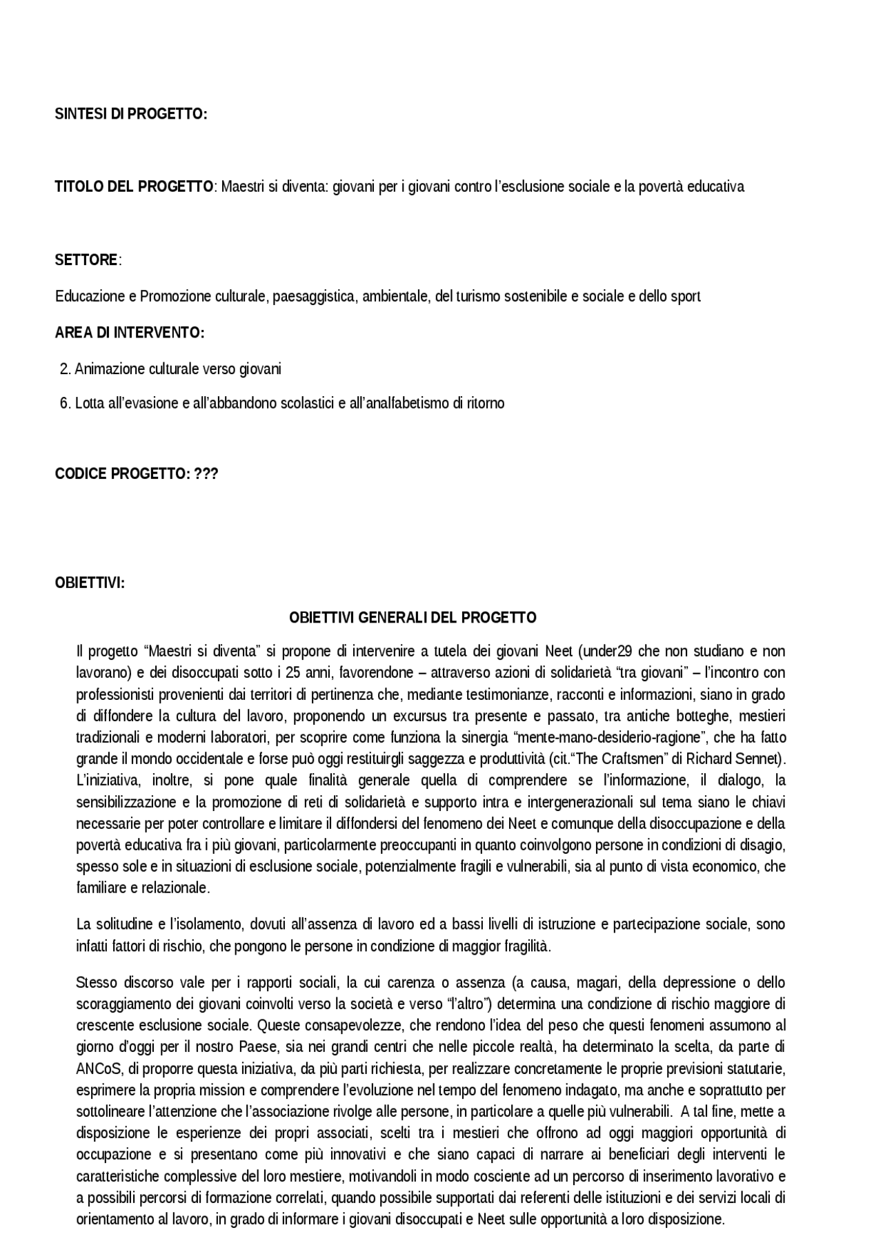 Maestri Si Diventa Sintesi Di Progetto Docsity