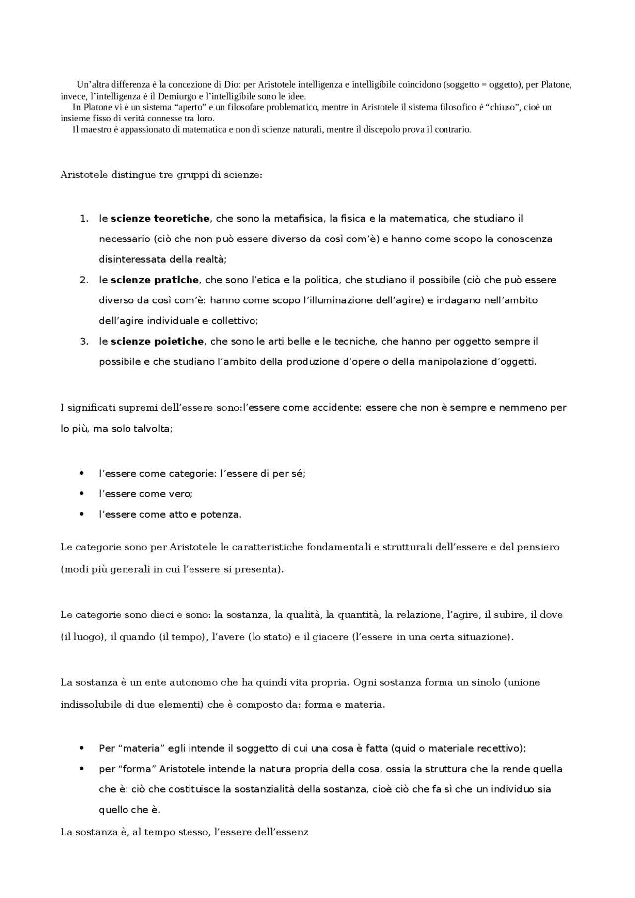 Filosofia E Aristotele Docsity