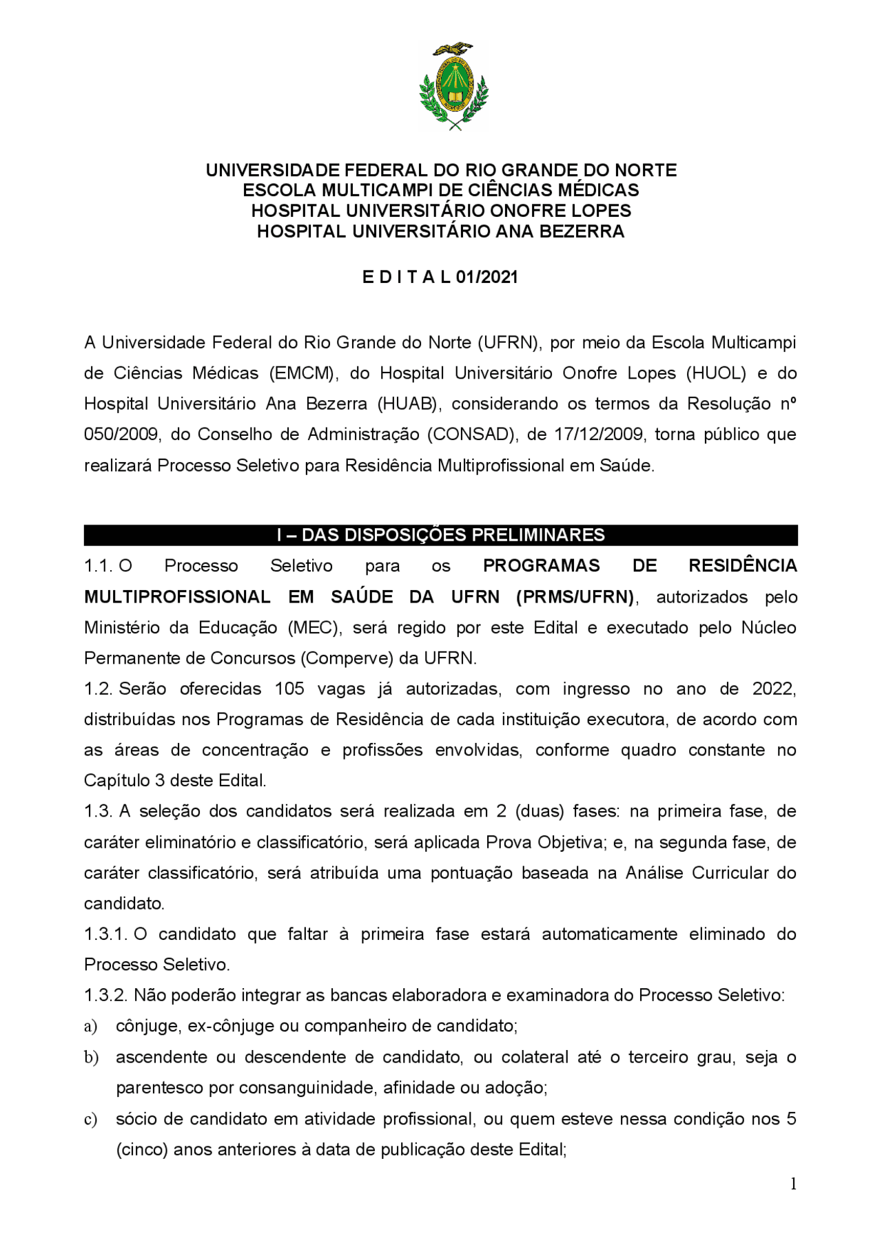 Edital da ufrn para provar - Docsity