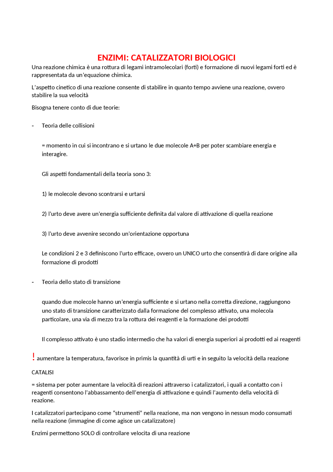 Enzimi Appunti Di Biochimica Docsity