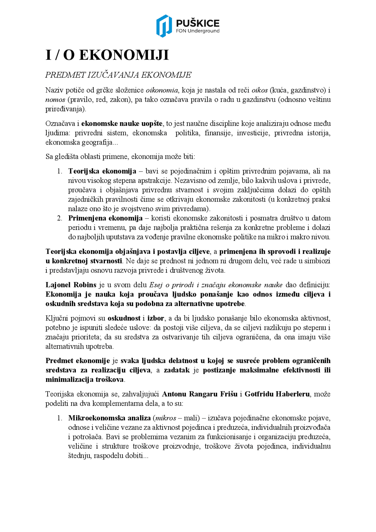 Skripta Iz Ekonomije Skripte Predlog Ekonomija Docsity