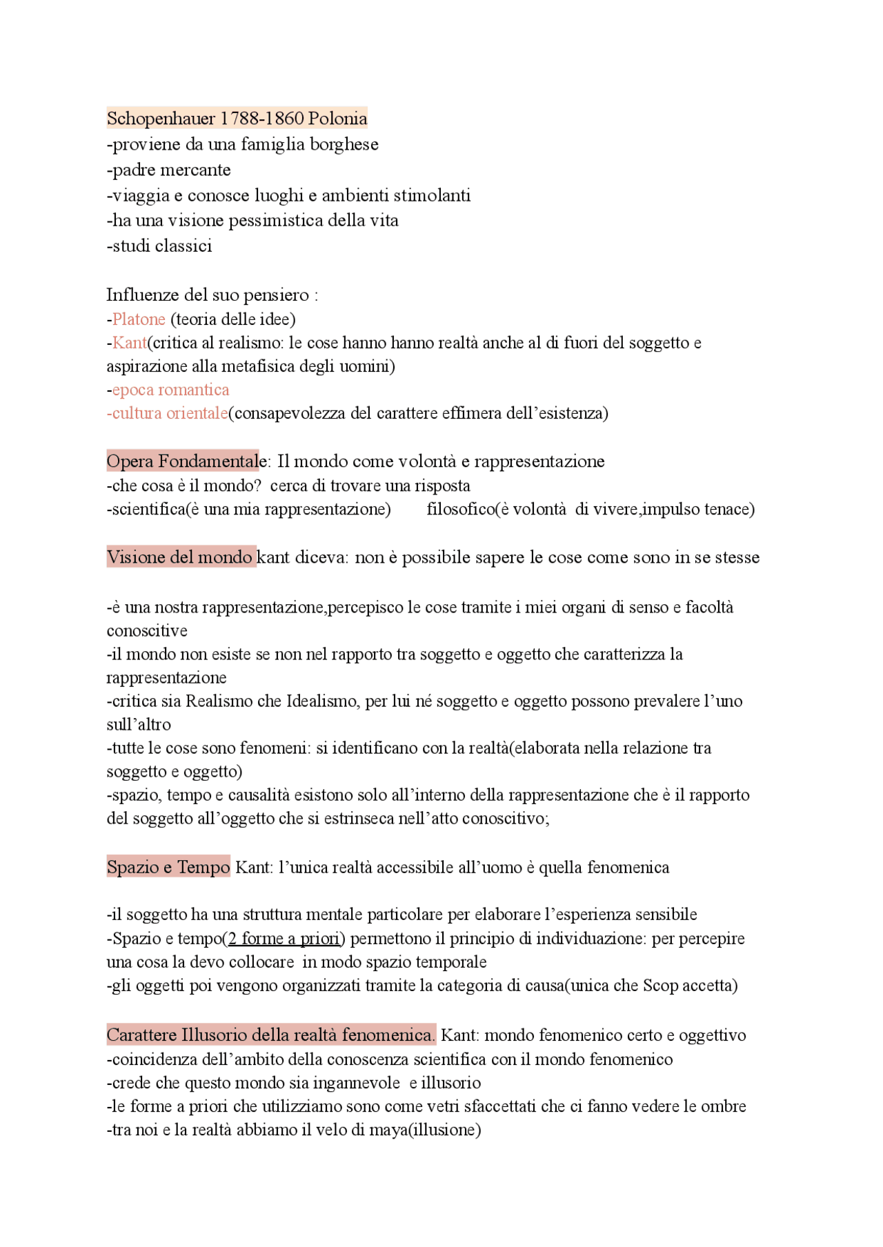 Schopenhauer E Kierkegaard Docsity