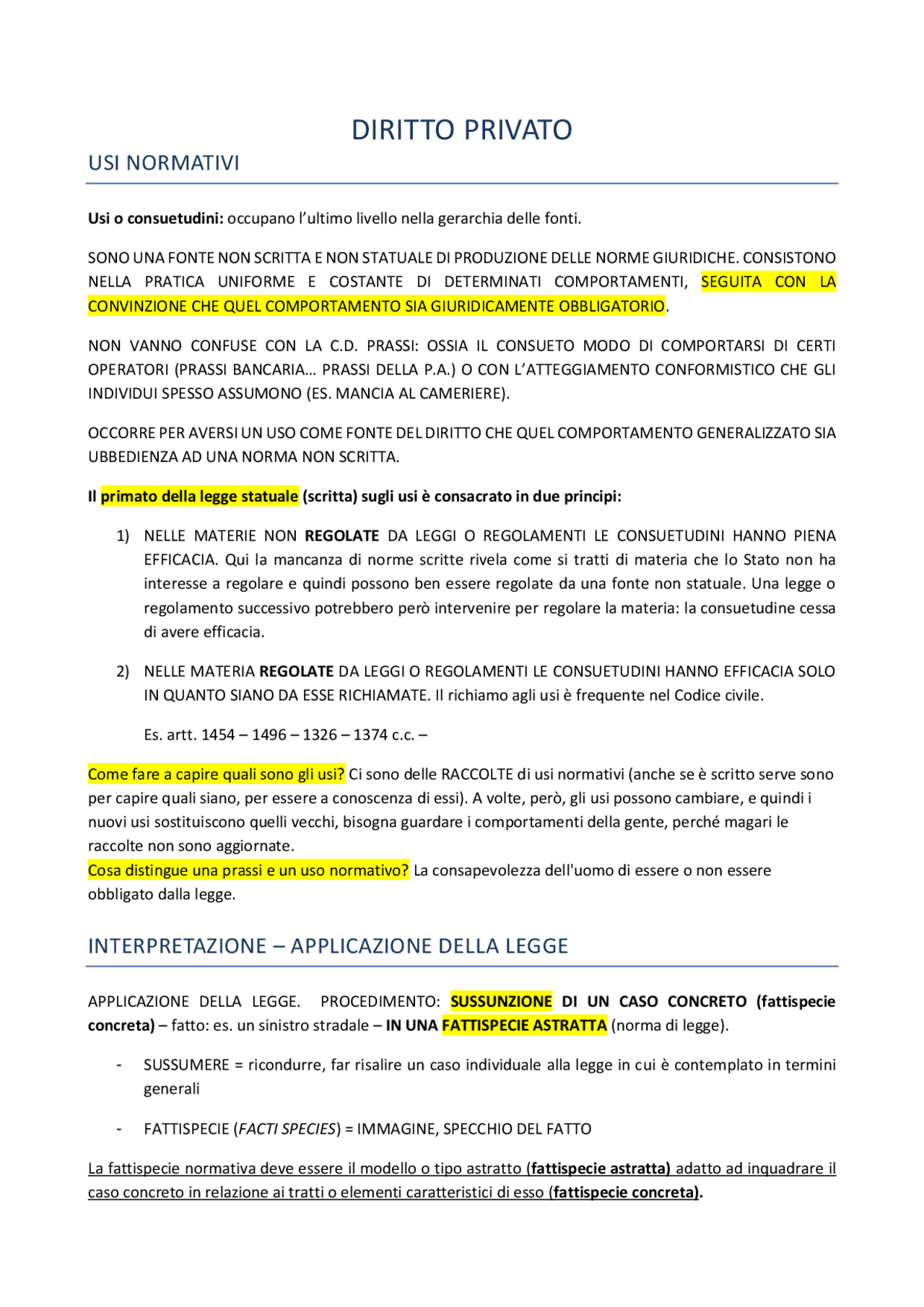 Appunti Diritto Privato Parte 1 Prof Salvadori Unito Docsity