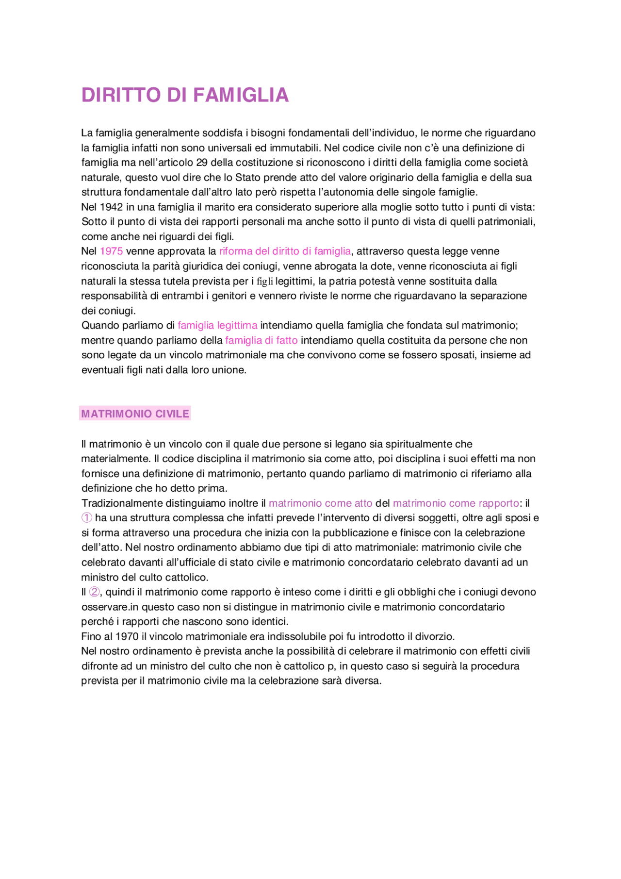 Dispense Relative Al Diritto Di Famiglia Docsity
