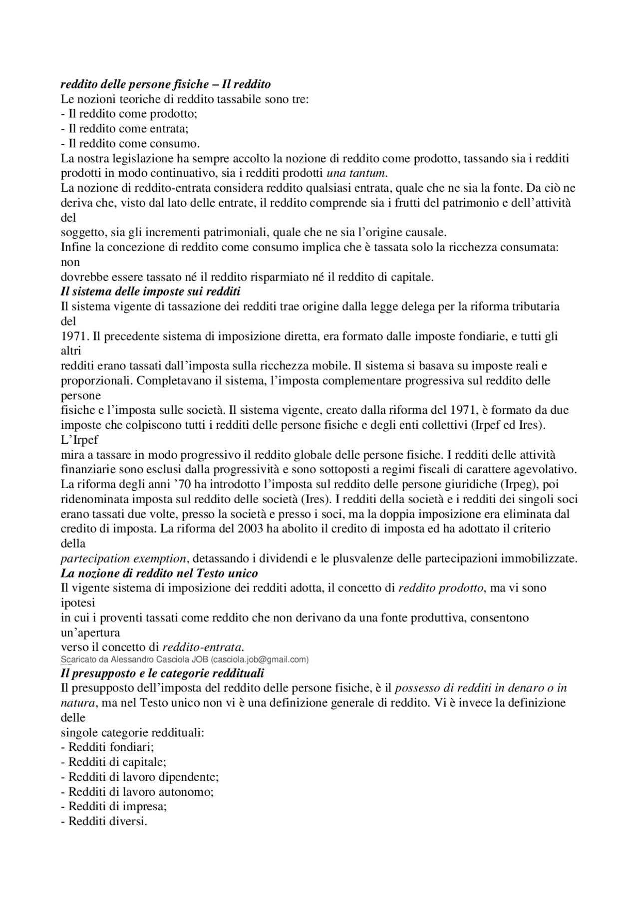Tesauro Parte Speciale Prepazione Esame Docsity