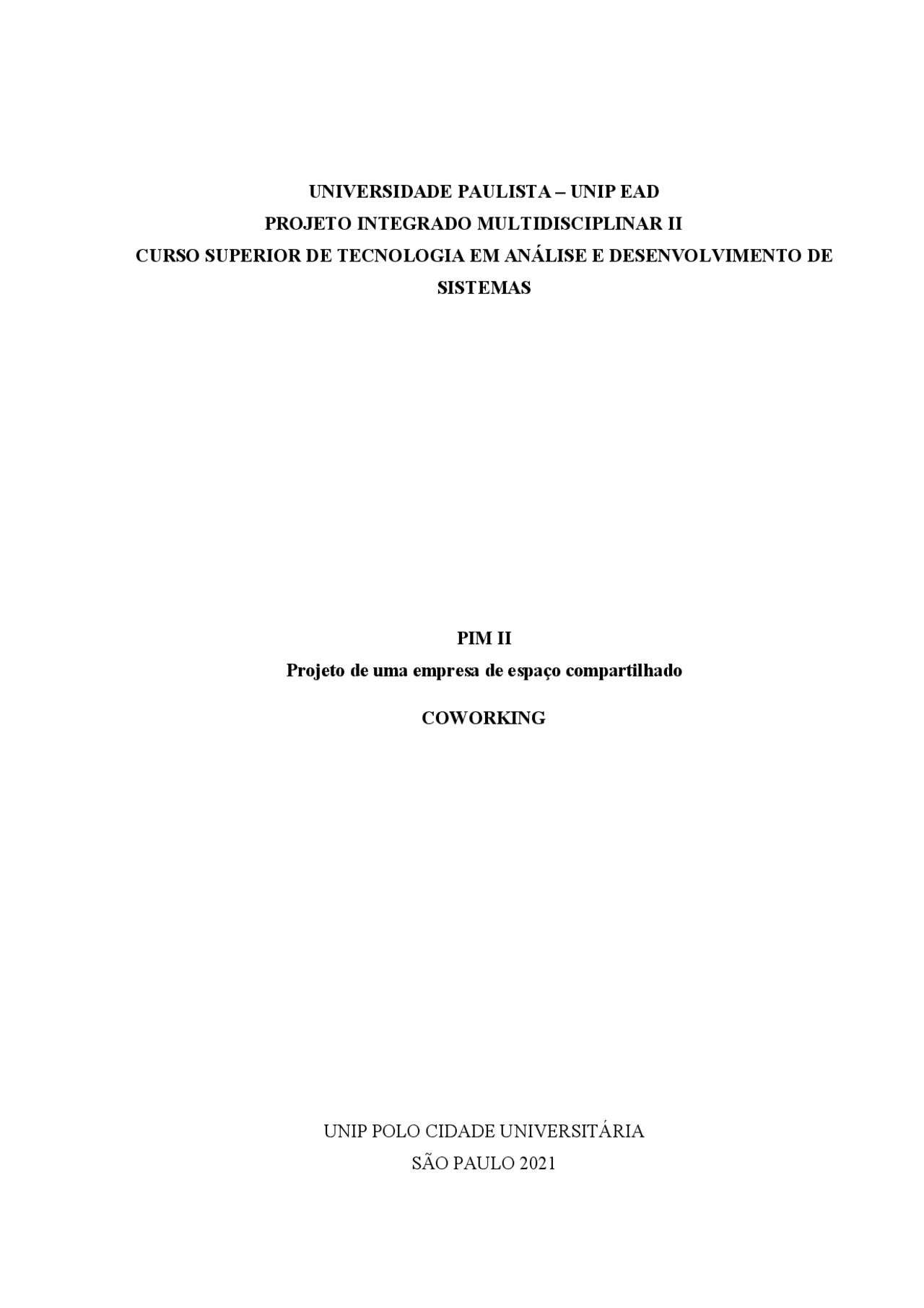 Pim Ii Analise E Desenvolvimento De Sistemas Docsity