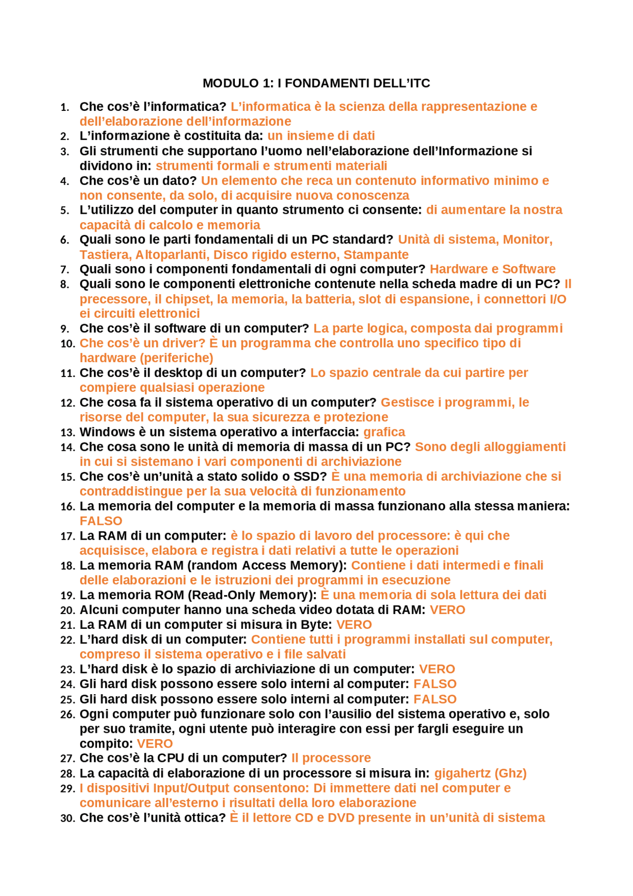Domande Su I Fondamenti Dellitc Certificazione Eipass 7 Moduli