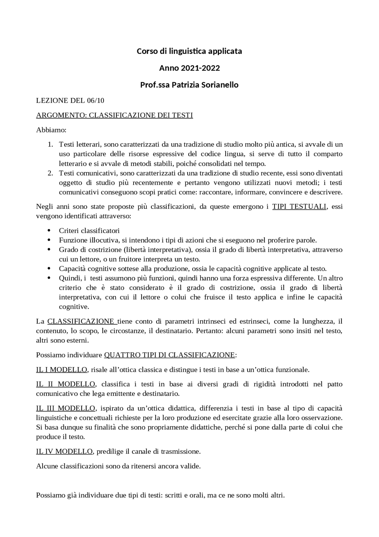 Lezioni Linguistica Applicata Docsity