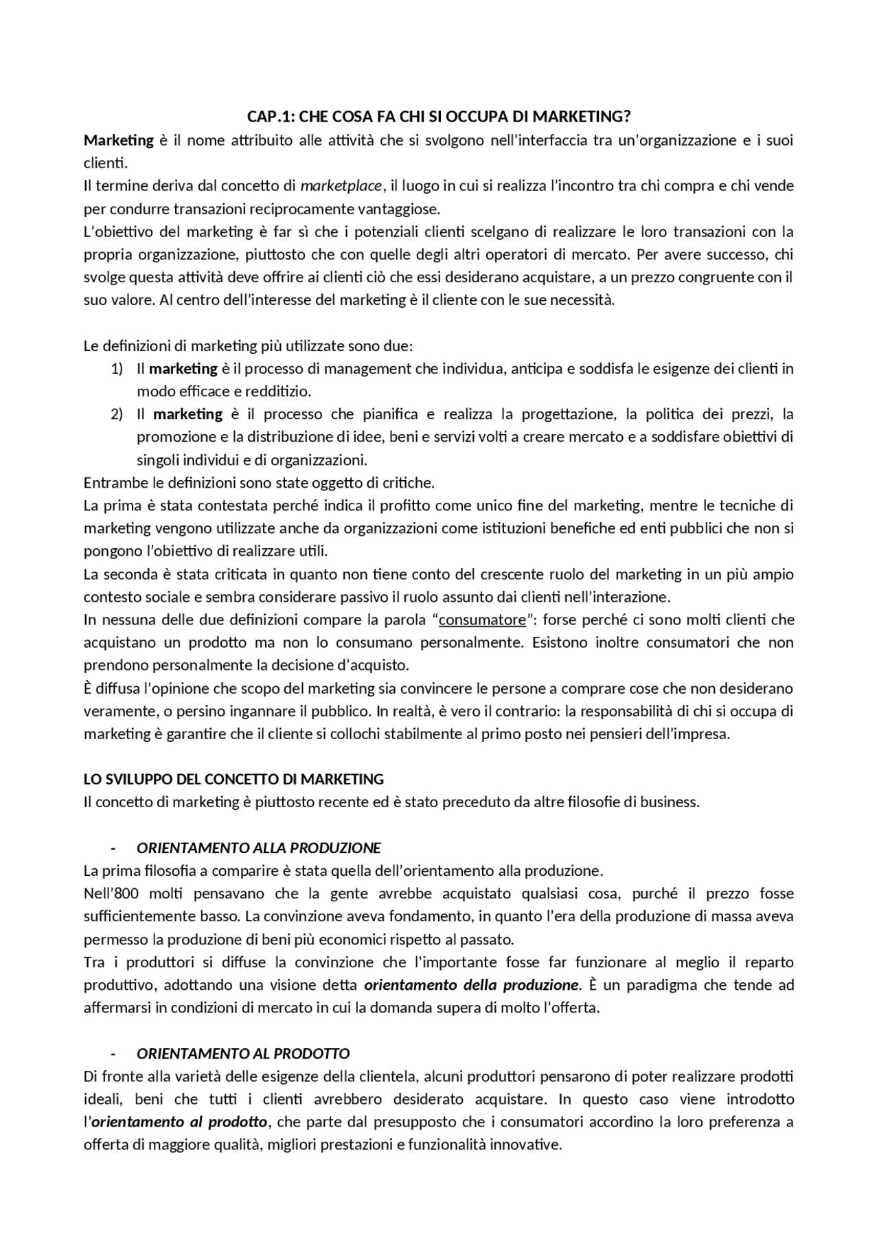 Riassunto Marketingc Completo Docsity